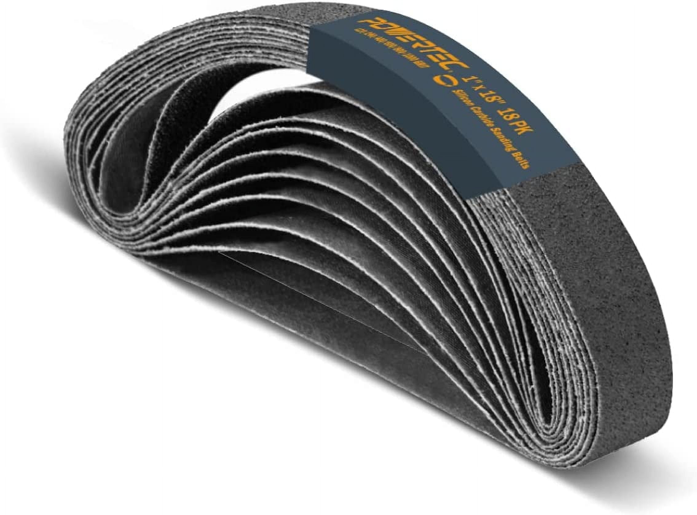 POWERTEC 18PK 1 x 18 Inch Sanding Belts, 3 Each of 120/240/400/600/800 ...