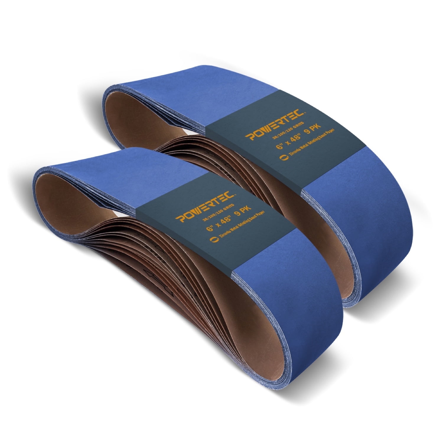 POWERTEC 18PK6 x 48 Inch Zirconia Sanding Belts, 6 Each of 36/100/120 ...