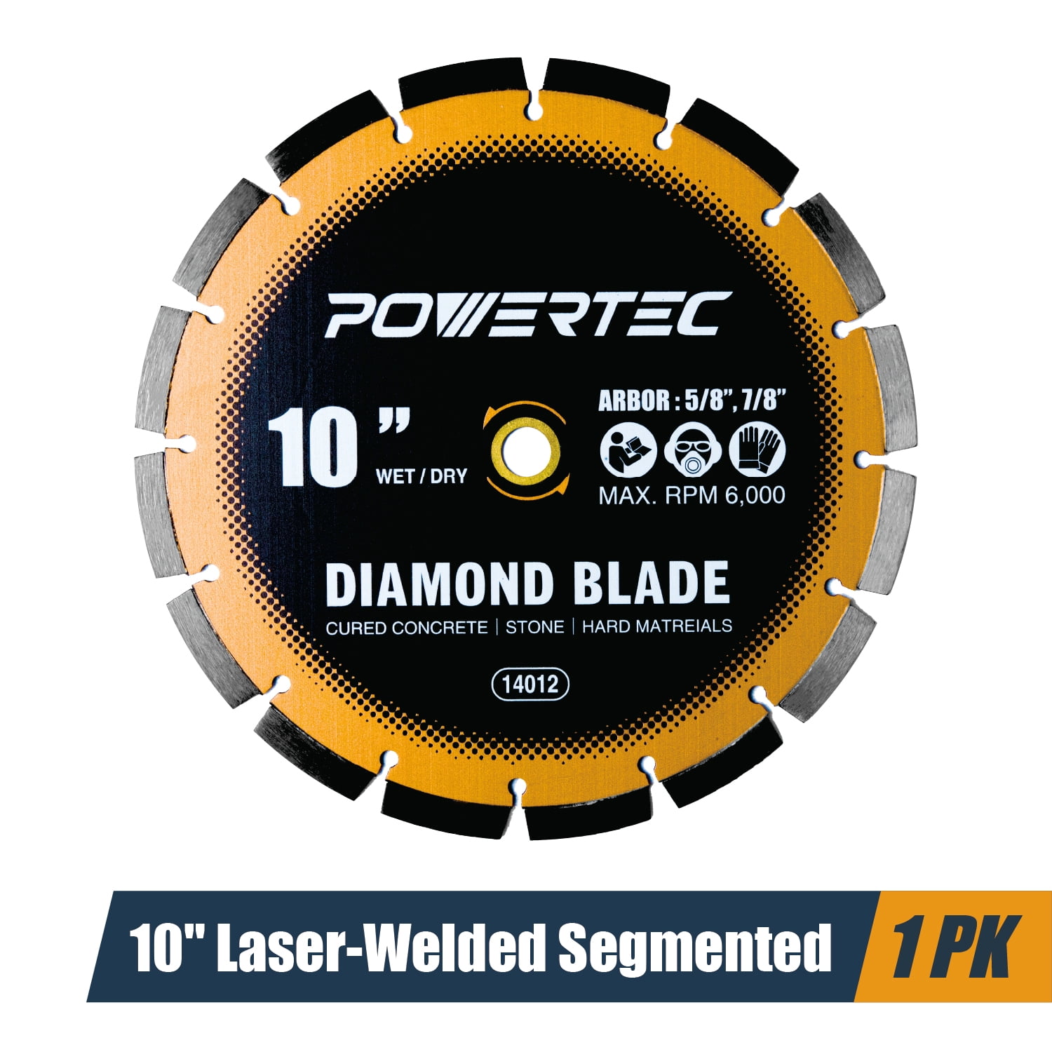POWERTEC 1PK 10" Laser-Welded Segmented Diamond Saw Blade for Wet Tile ...