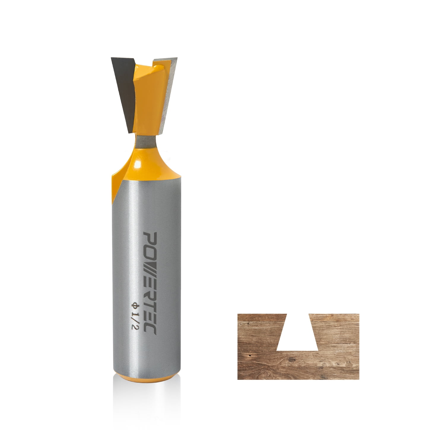 POWERTEC 1PK 14 Degree Dovetail Router Bit, 1/2" Cutting Diameter, 1/2 ...