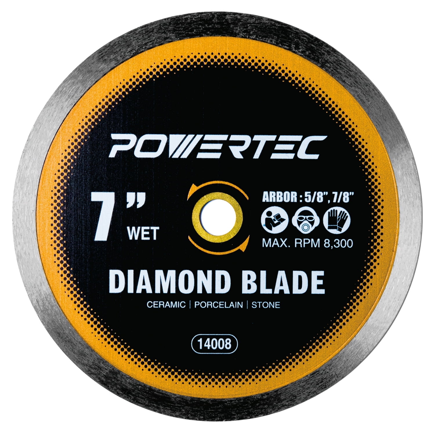POWERTEC 1PK 7" Continuous Rim Diamond Saw Blade for Wet Tile Saw ...