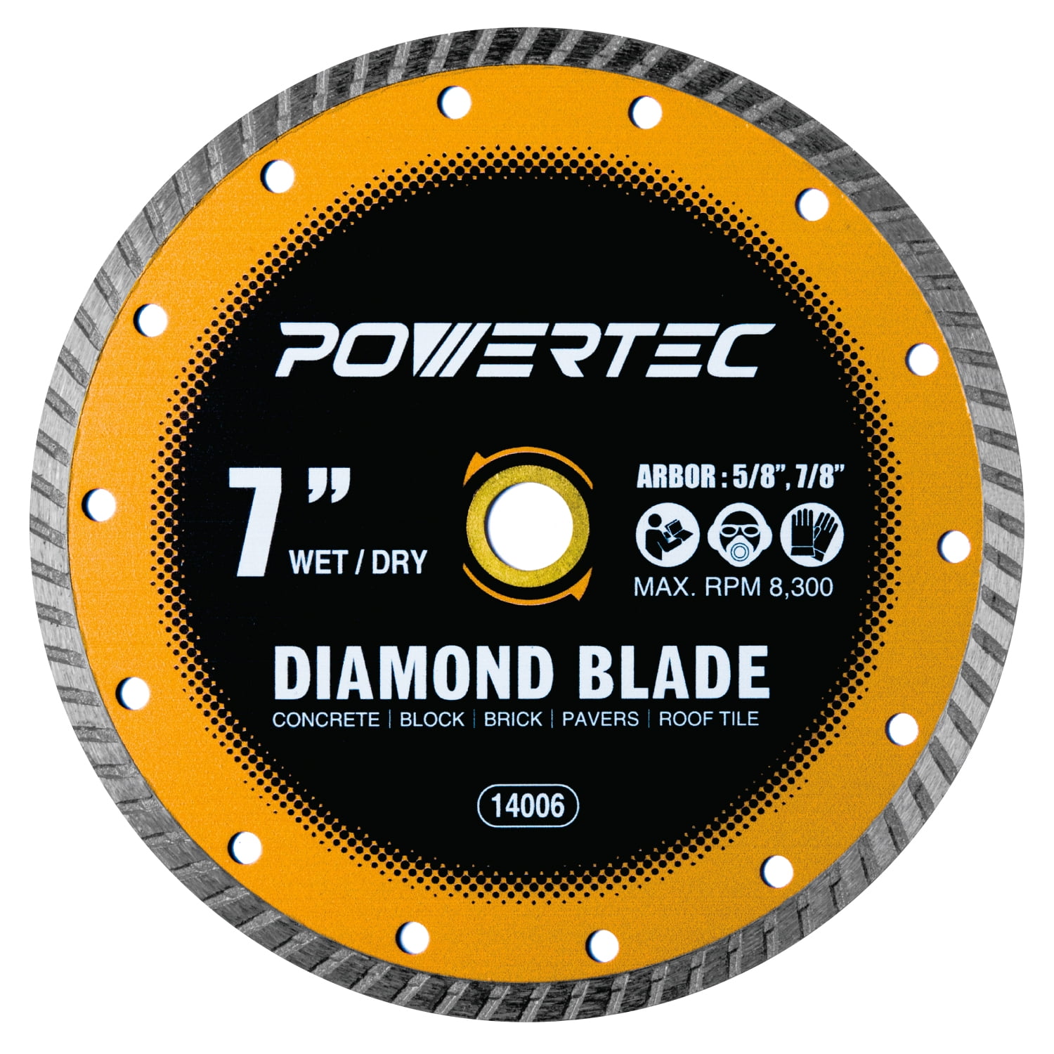 POWERTEC 1PK 7" Turbo Diamond Saw Blade for Wet Tile Saw, Diamond Blade ...