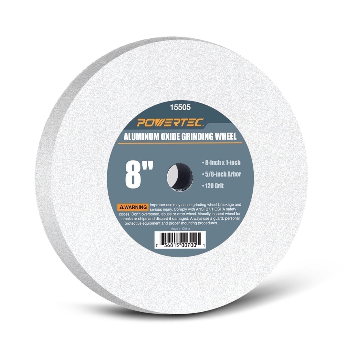 POWERTEC Bench Grinder Wheel 8 Inch 120 Grit, White Aluminum Oxide ...
