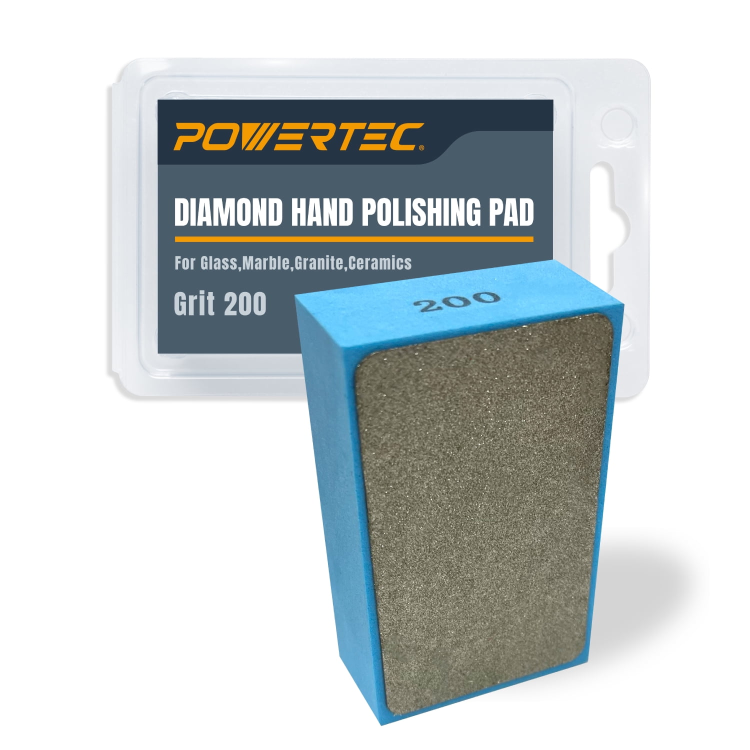 POWERTEC 1PK Diamond Hand Polishing Pads 200 Grits, Diamond Sanding ...