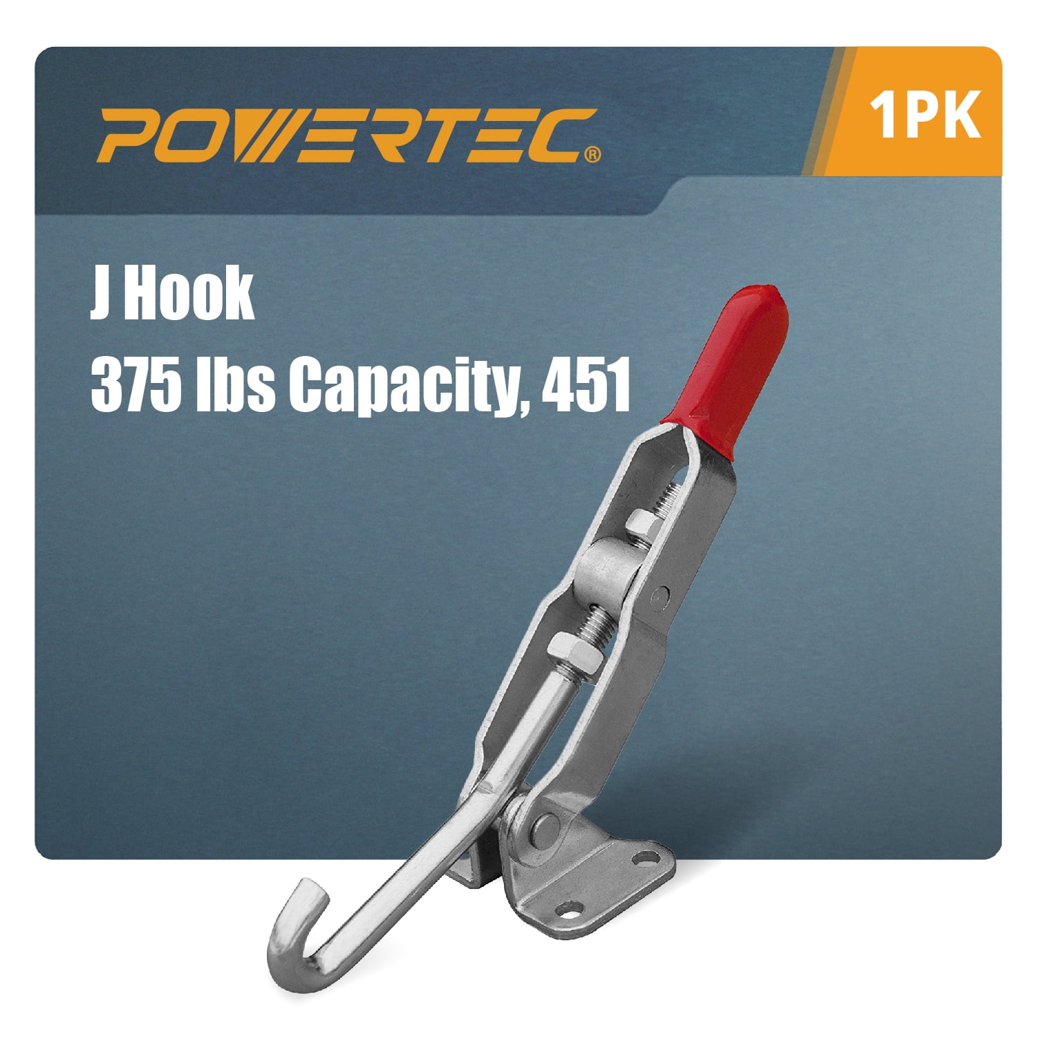 POWERTEC 1PK Toggle Clamp with J Hook, 375 lbs Holding Capacity, 451 ...