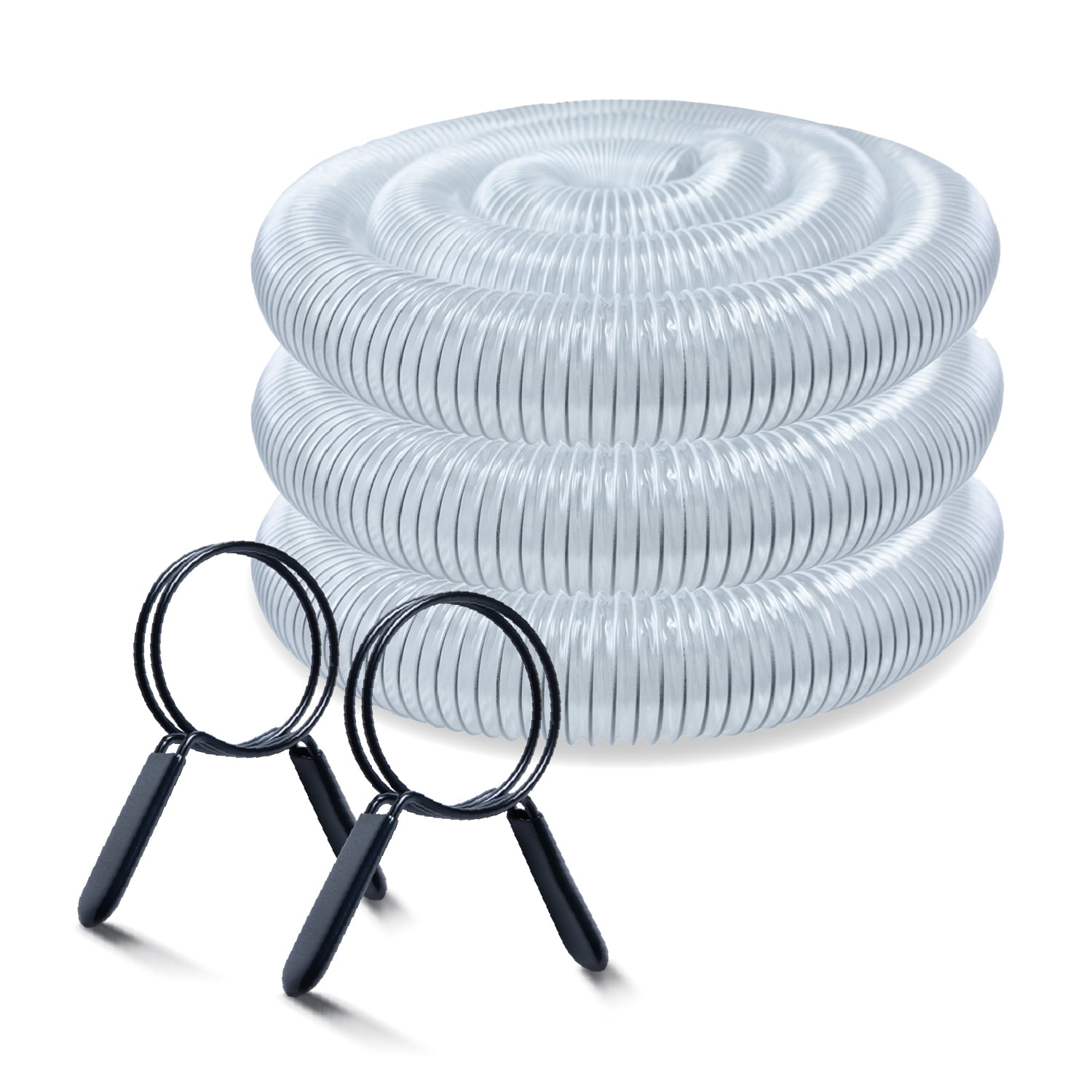 POWERTEC 2-1/2" x 20' PVC Dust Collection Hose with 2pc 2-1/2 Inch ...