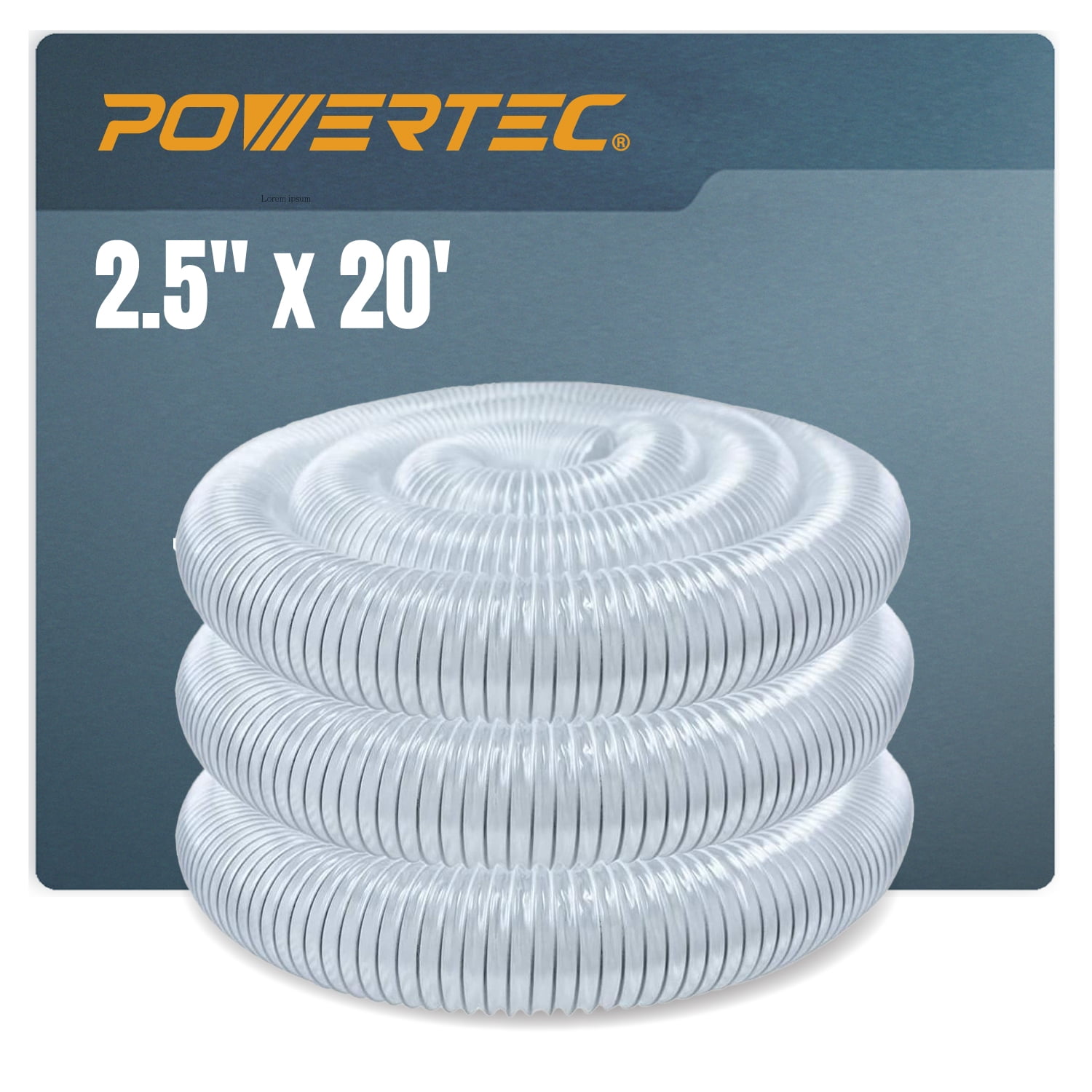 POWERTEC 2-1/2" x 20' PVC Dust Collection Hose for Dust Collector for ...