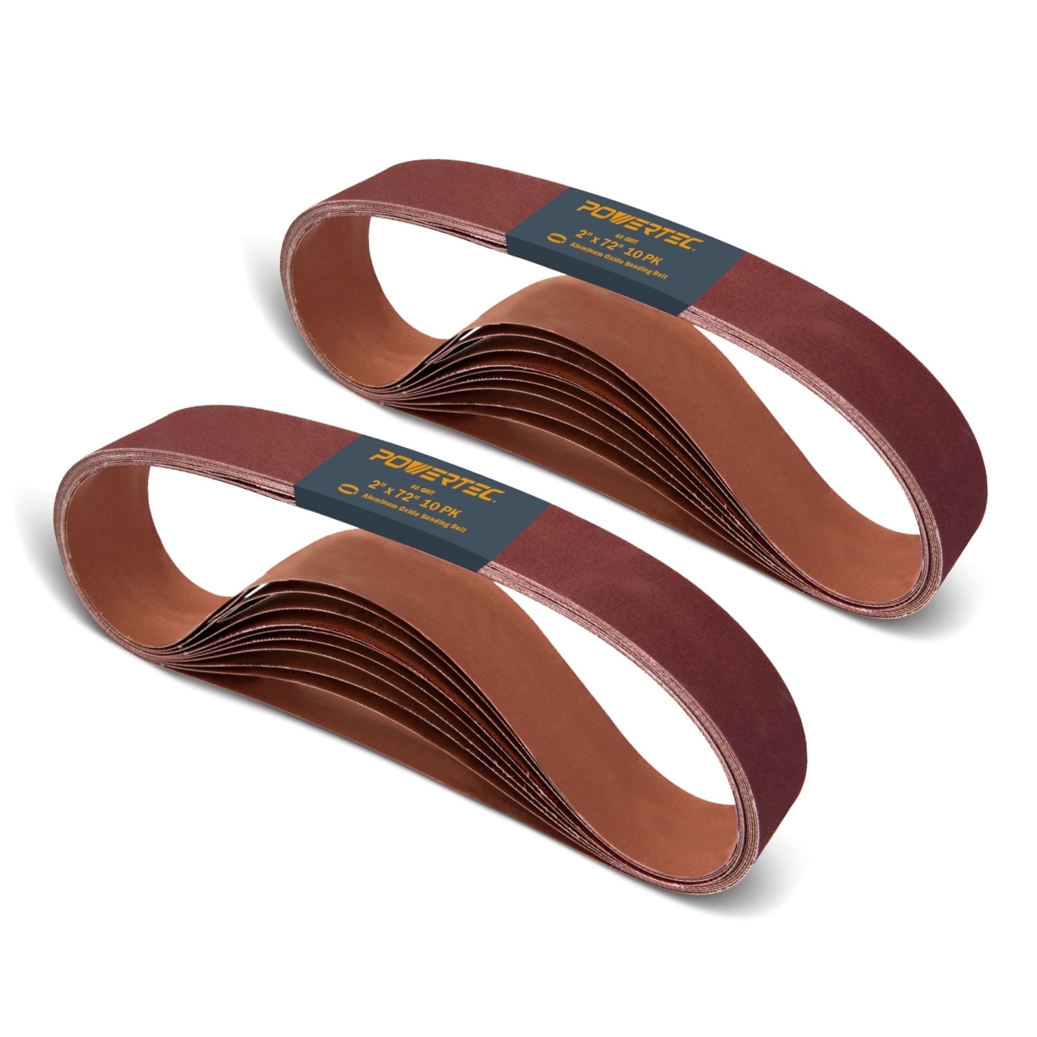 POWERTEC 20PK 2 x 72 Inch Sanding Belts, 40 Grit Aluminum Oxide ...