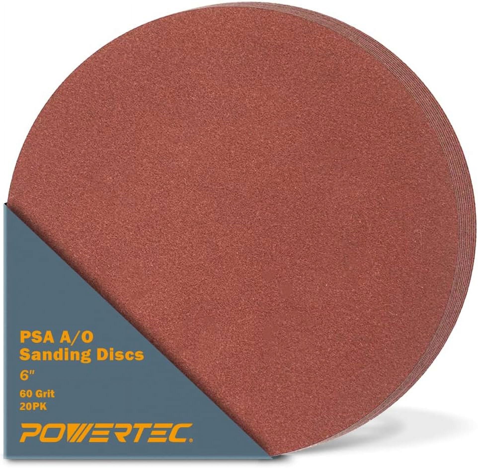 POWERTEC 20PK 60 Grit 6 Inch PSA Sanding Discs, Self Stick Adhesive ...
