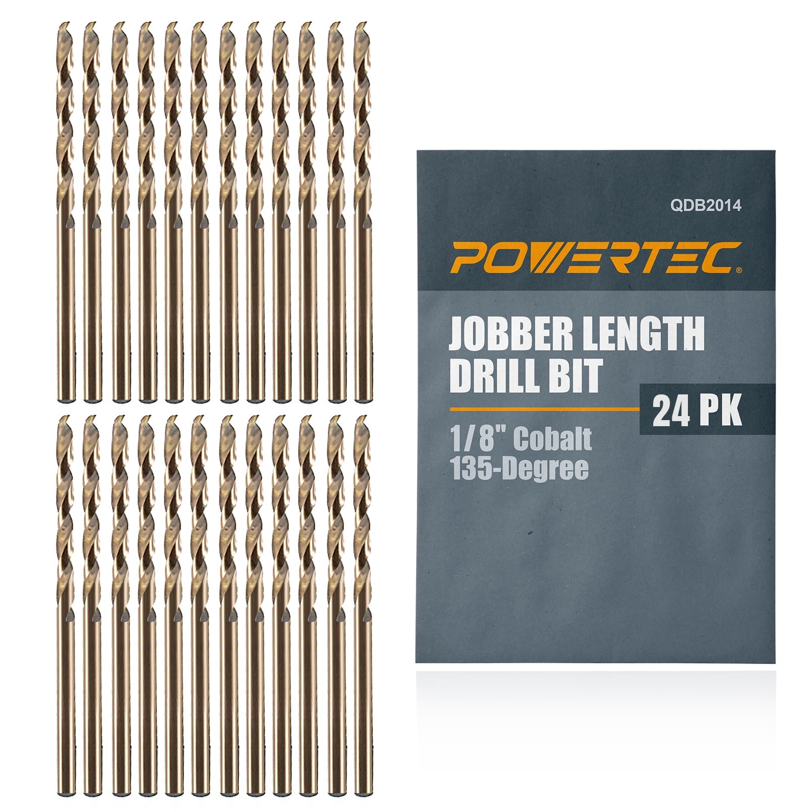 POWERTEC 24PK 1/8 Inch Cobalt Drill Bits, M35 HSS Cobalt Jobber Length ...