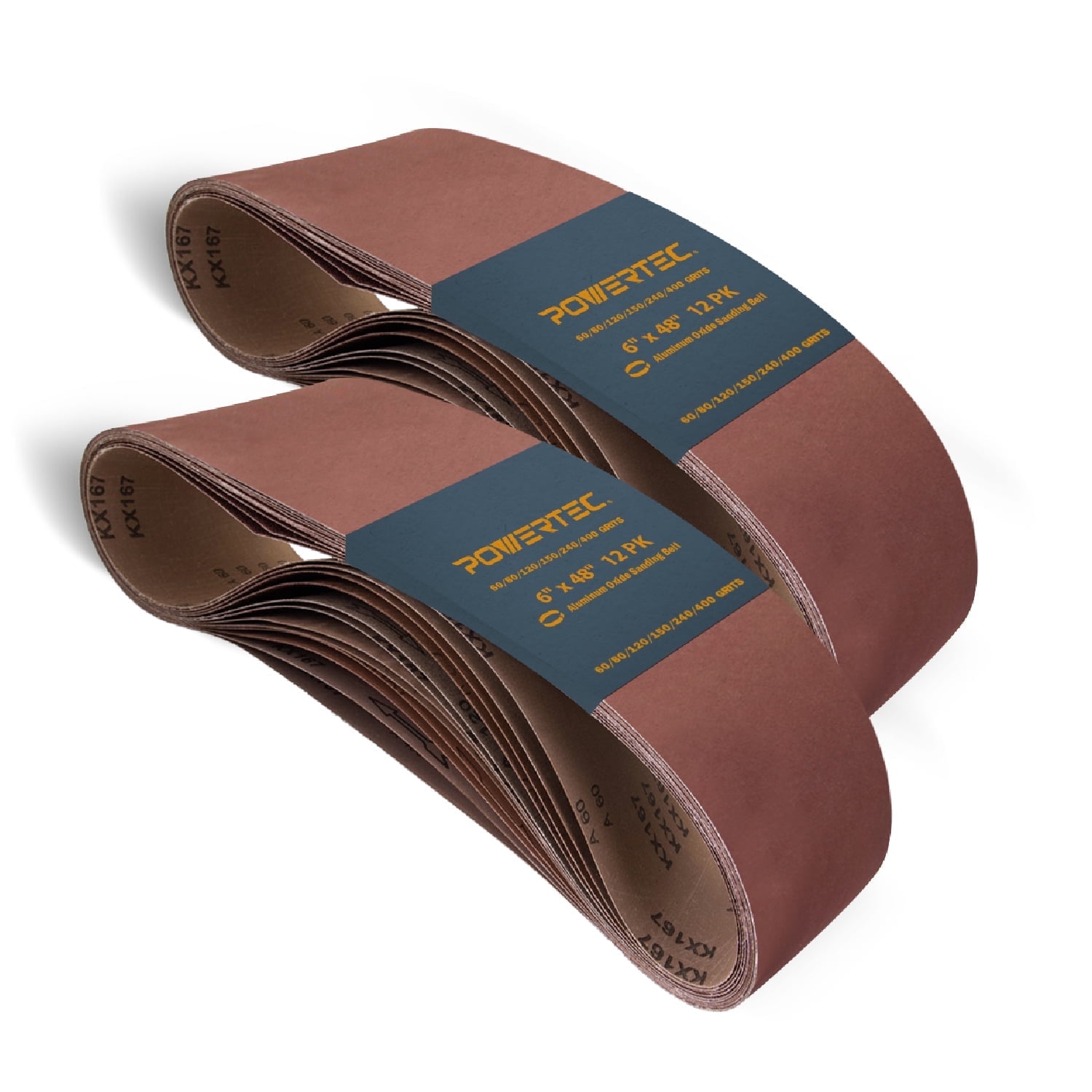 POWERTEC 24PK 6 x 48 Inch Sanding Belts, 4 Each of 60/80/120/150/240 ...