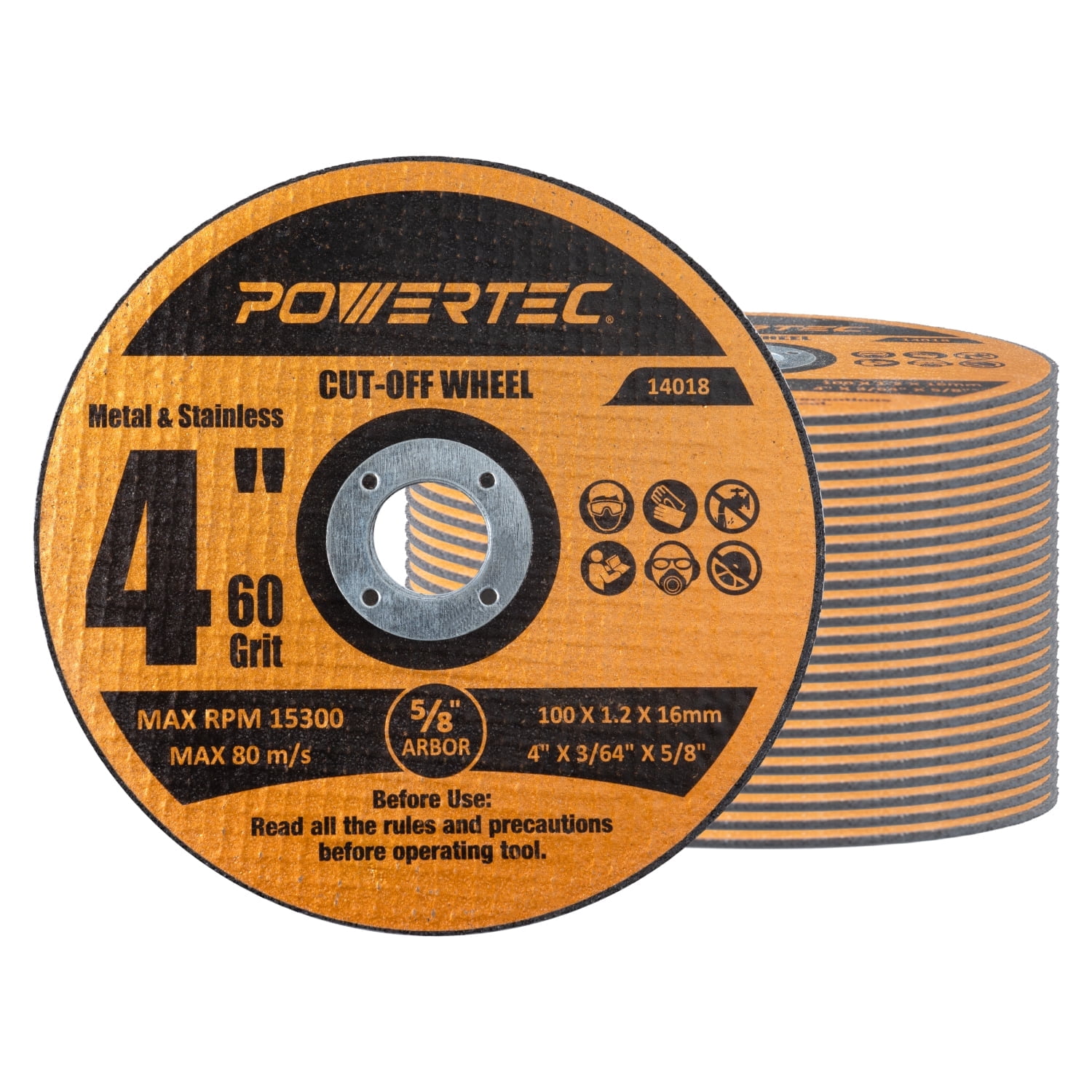 POWERTEC 25 PK 4" Cut Off Wheels, 1/16" Thick with 5/8" Arbor, Metal ...