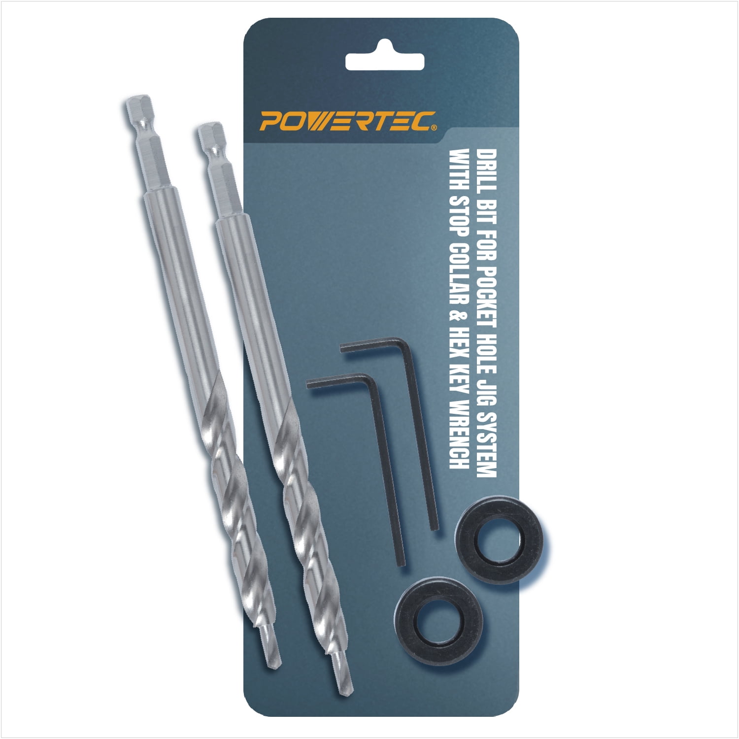 POWERTEC 2PK 1/4" Hex Shank Pocket Hole Drill Bit, Replacement Twist ...