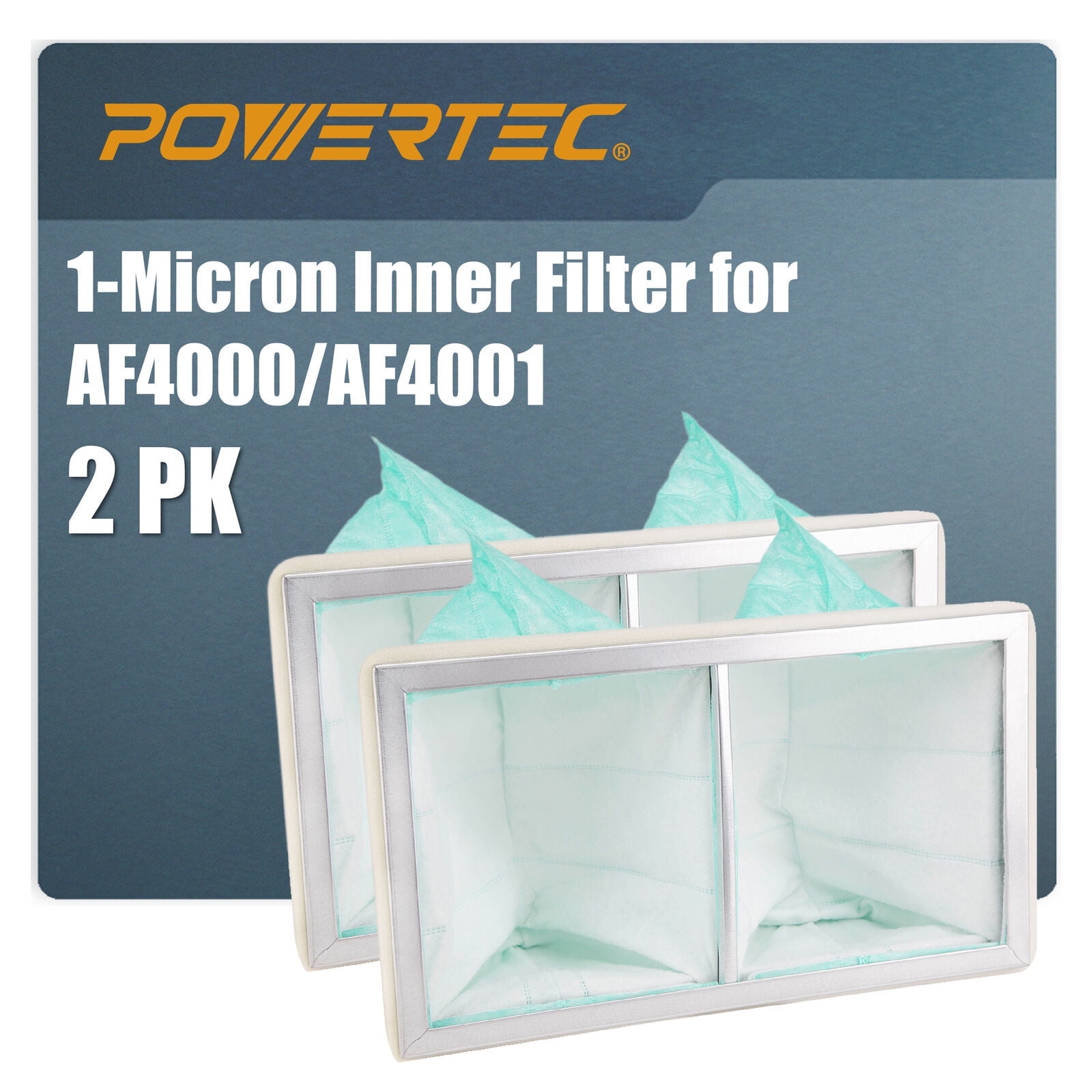 POWERTEC 2PK 1 Micron Inner Filter for WEN 3410/ POWERTEC AF4000 ...