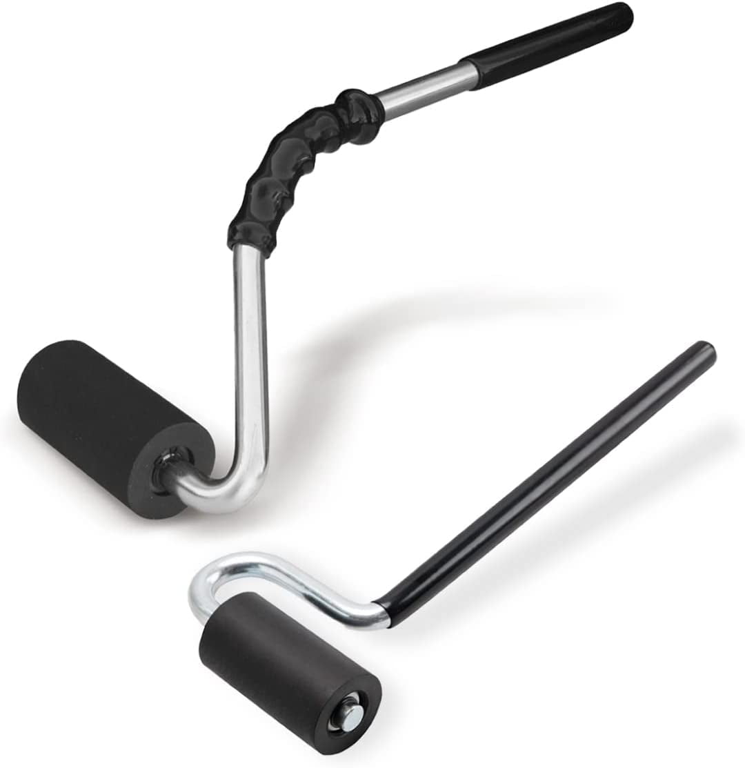 POWERTEC 2PK 12" Long & 14" Curved Handle J Roller, 1-1/2 Inch Diameter ...
