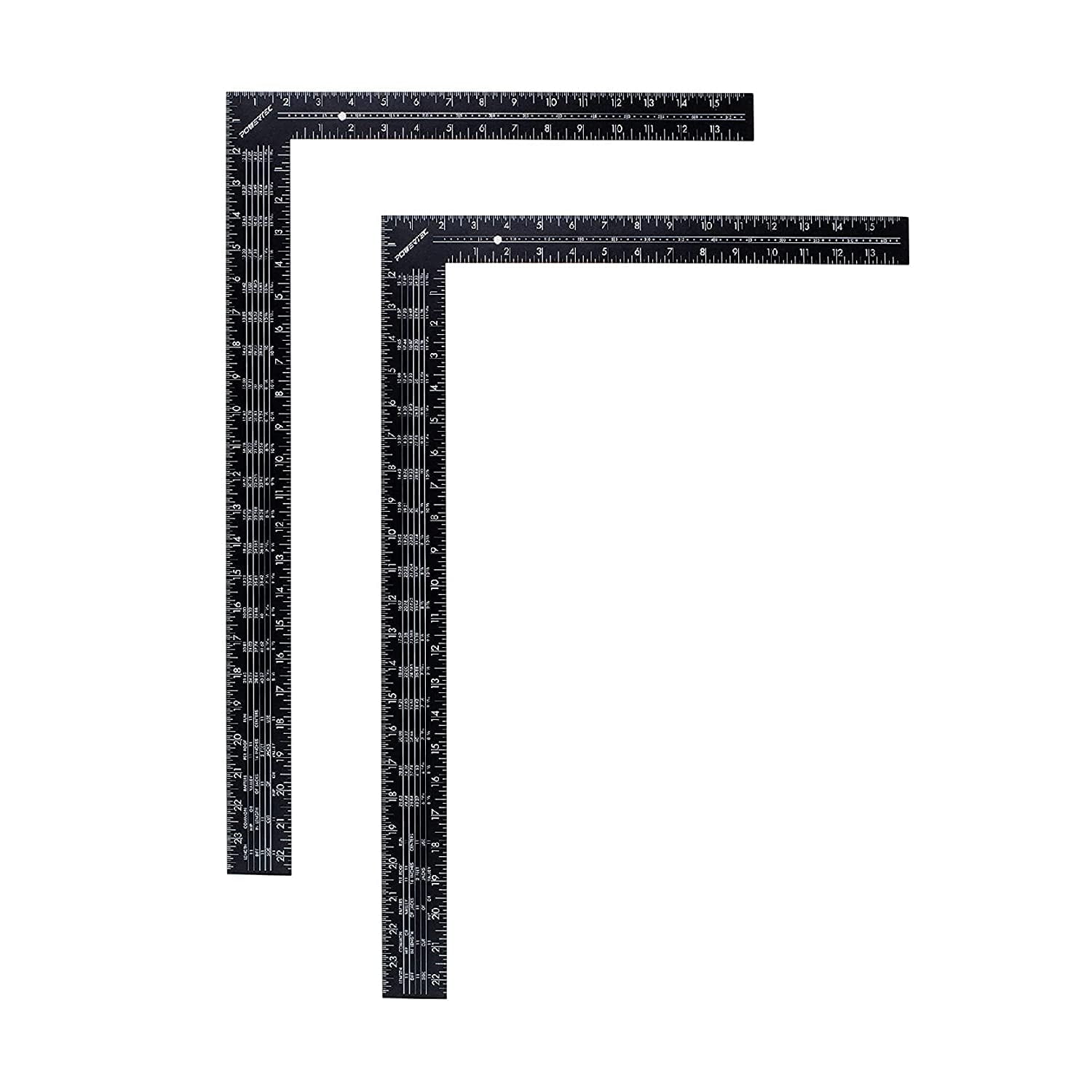 POWERTEC 2PK, 16 x 24 Inch Steel Carpenter Square with Rafter Tables ...