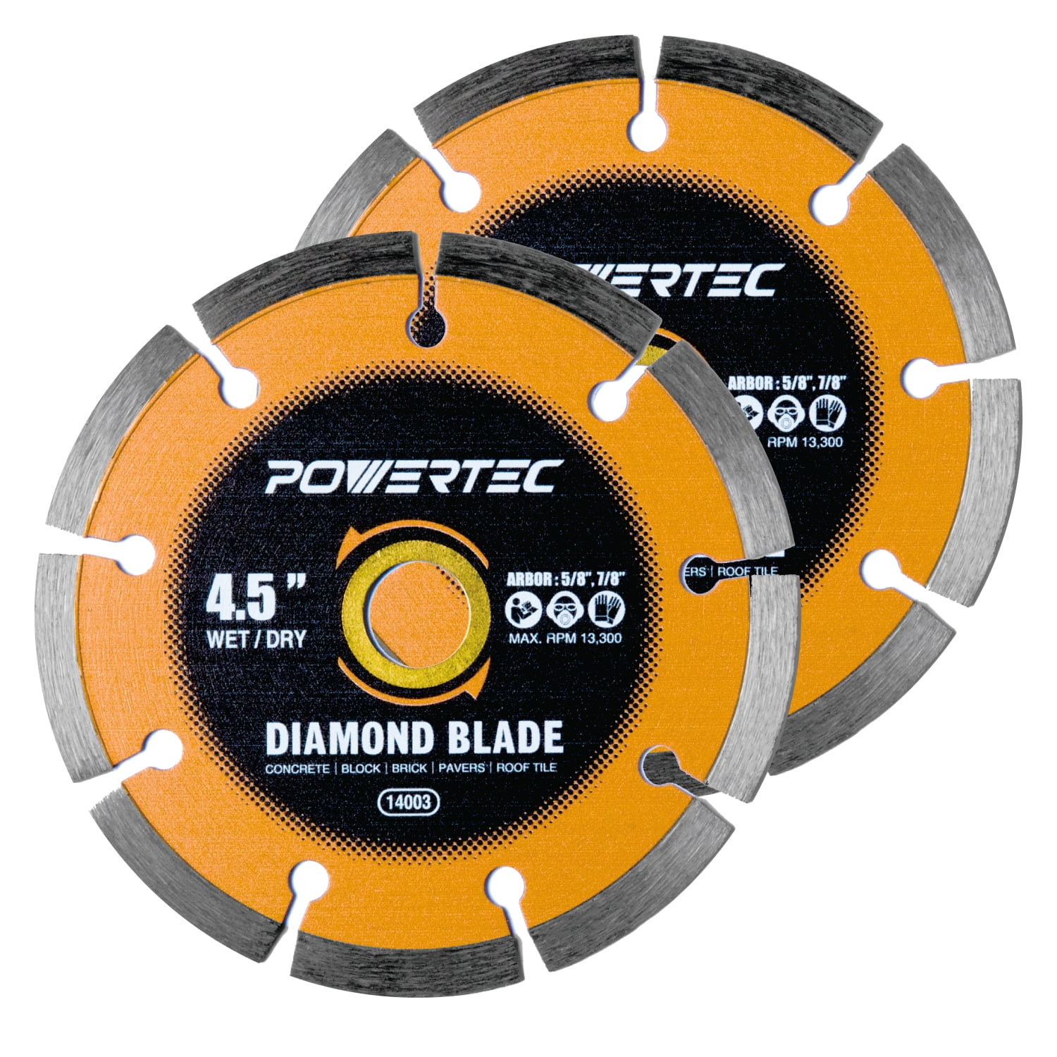 POWERTEC 2PK 4-1/2" Segmented Diamond Saw Blades for Angle Grinder ...