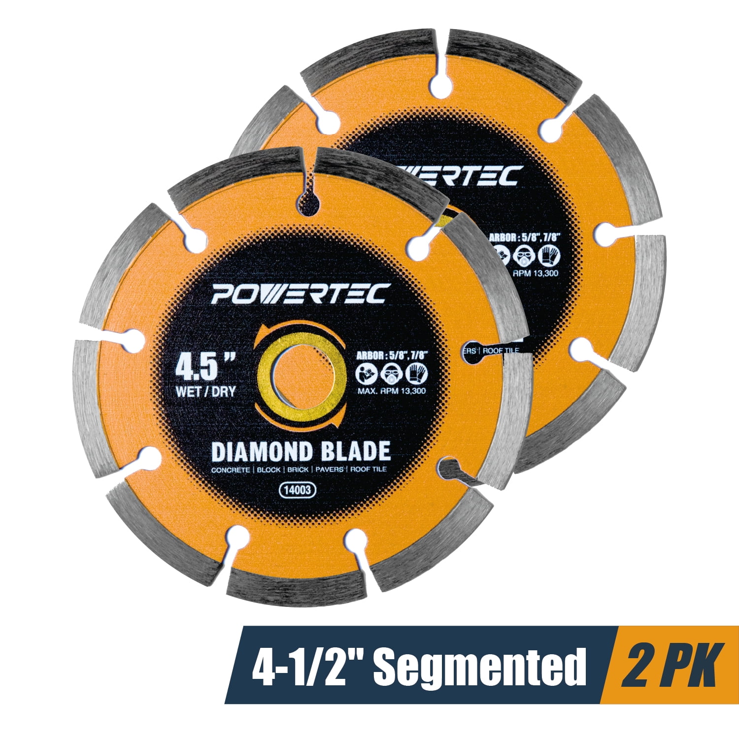 POWERTEC 2PK 4-1/2" Segmented Diamond Saw Blades for Angle Grinder ...