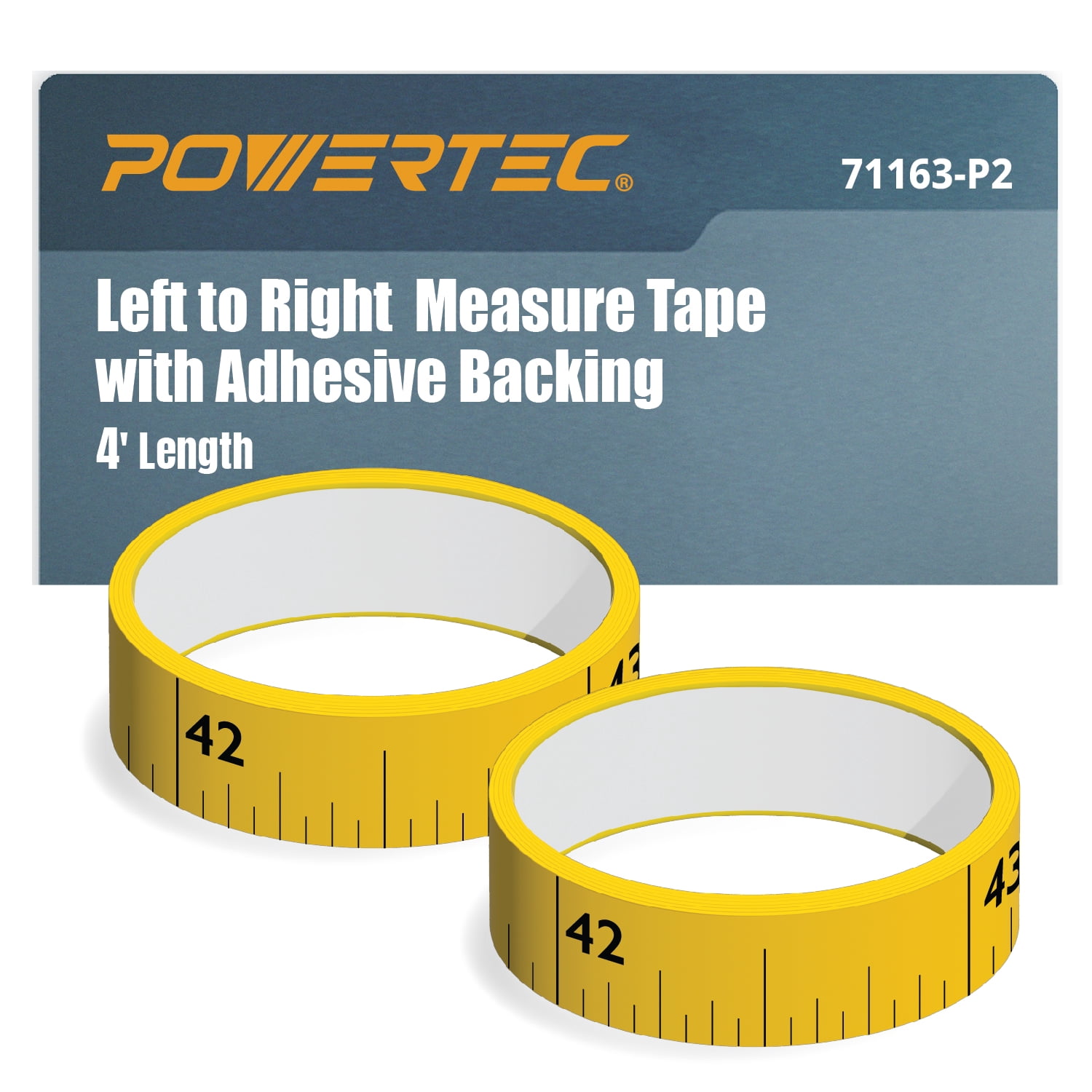POWERTEC 2PK Left to Right Measure Tape with Adhesive Backing, 4 ...