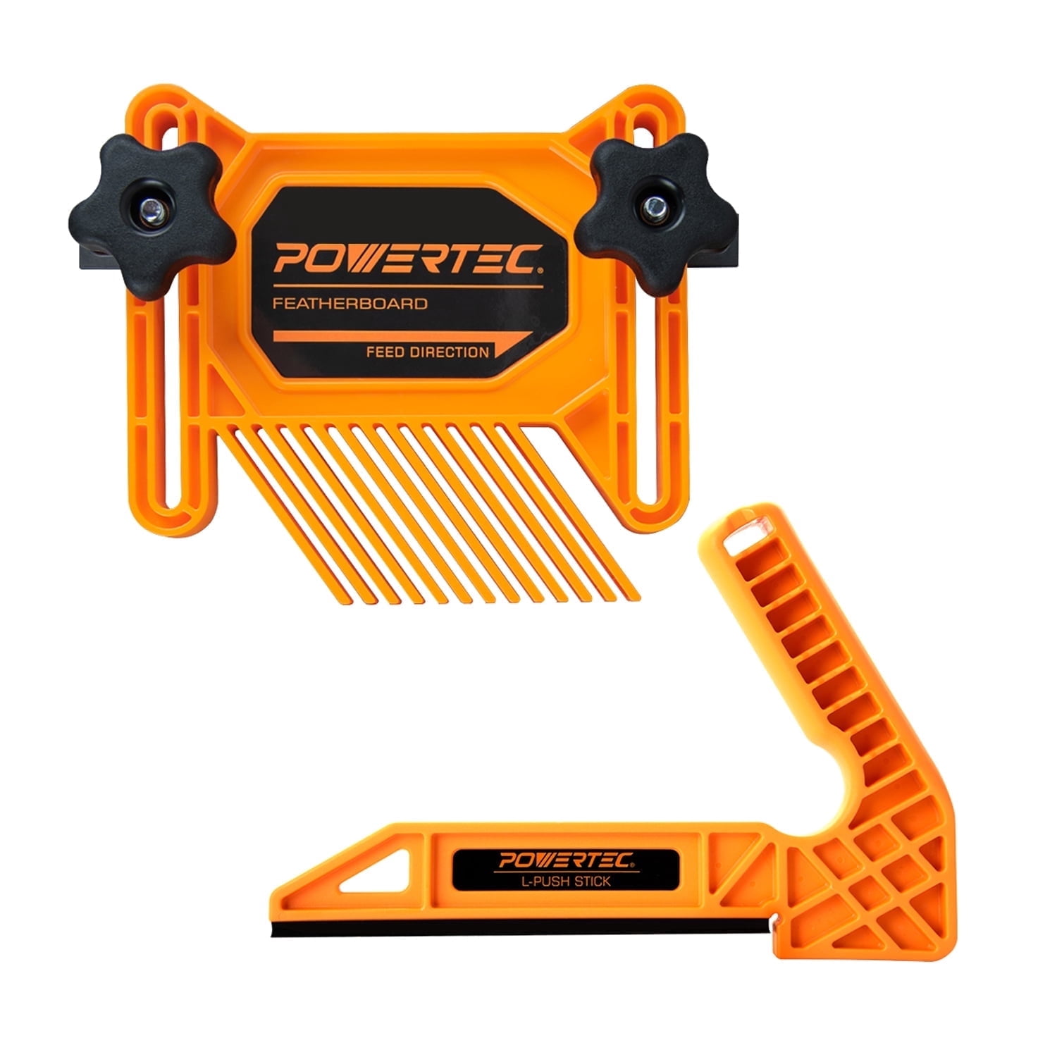 POWERTEC 2PK Tandem Featherboard and L-Push Stick Fits Table Saw ...