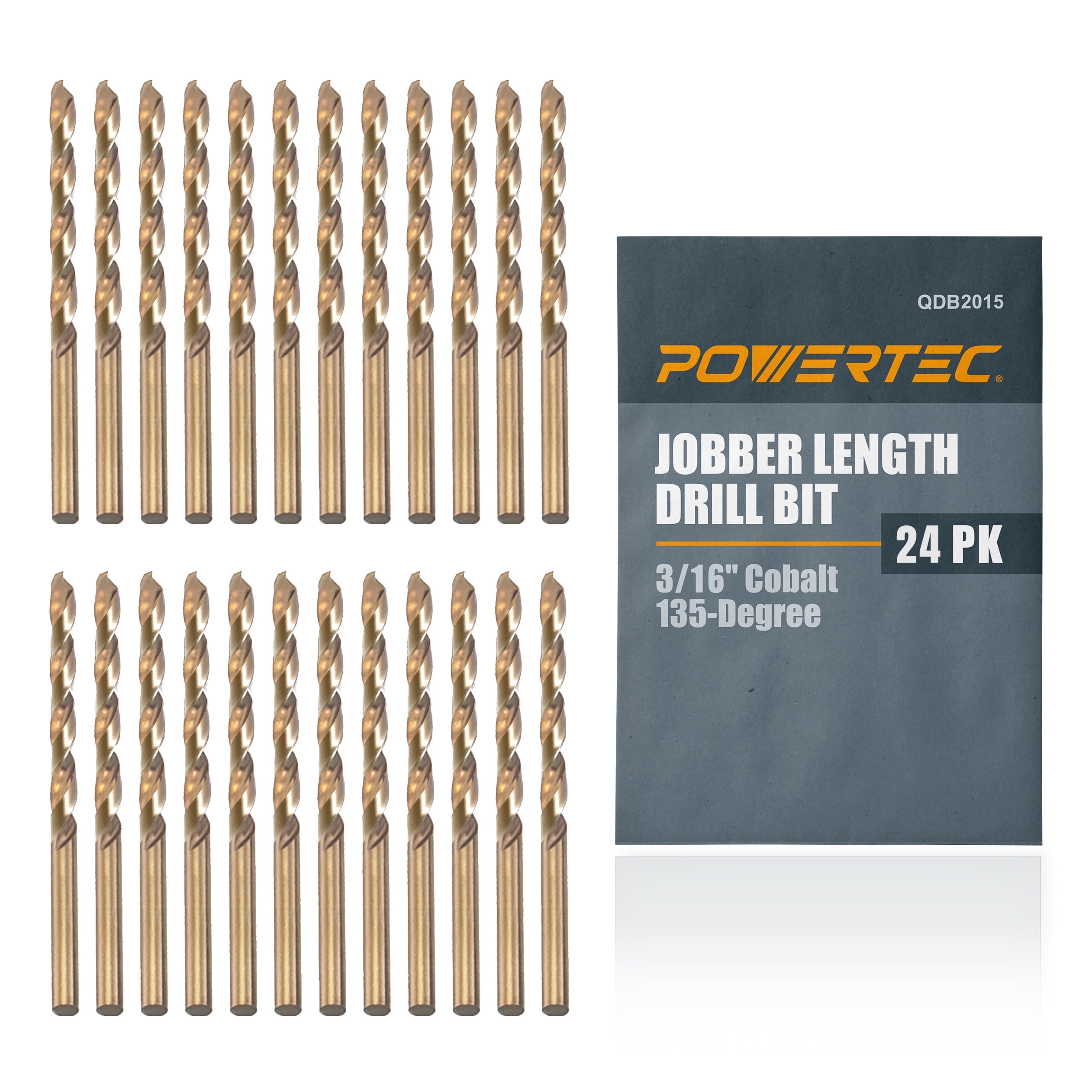 POWERTEC 3/16 Inch Cobalt Drill Bits, 24 PK M35 HSS Cobalt Jobber ...