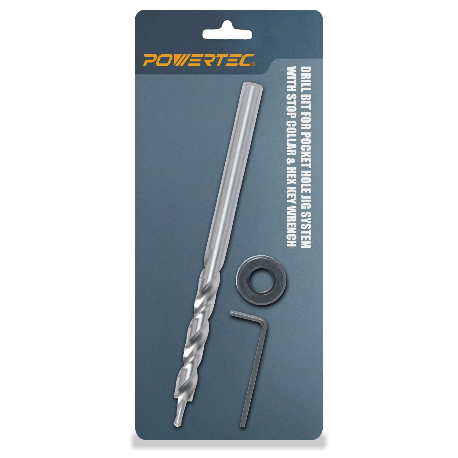 POWERTEC 3/8" Shank Pocket Hole Drill Bit with 6.5" Stop Collar for ...