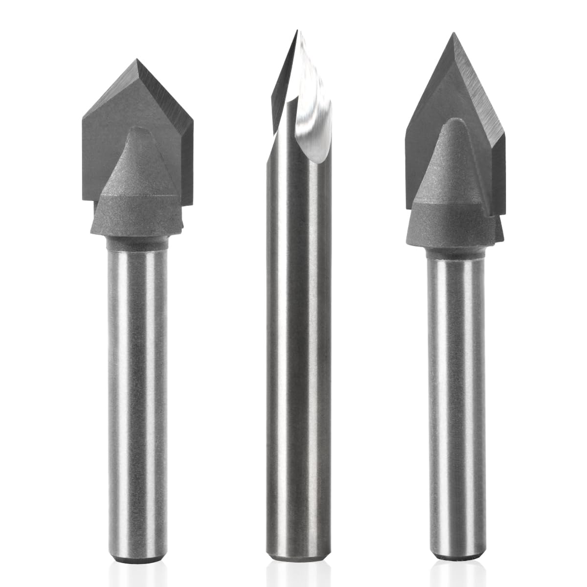 POWERTEC 3-Piece V Groove Router Bit Set (2) (1/4" & 1/2" Cutting Dia ...