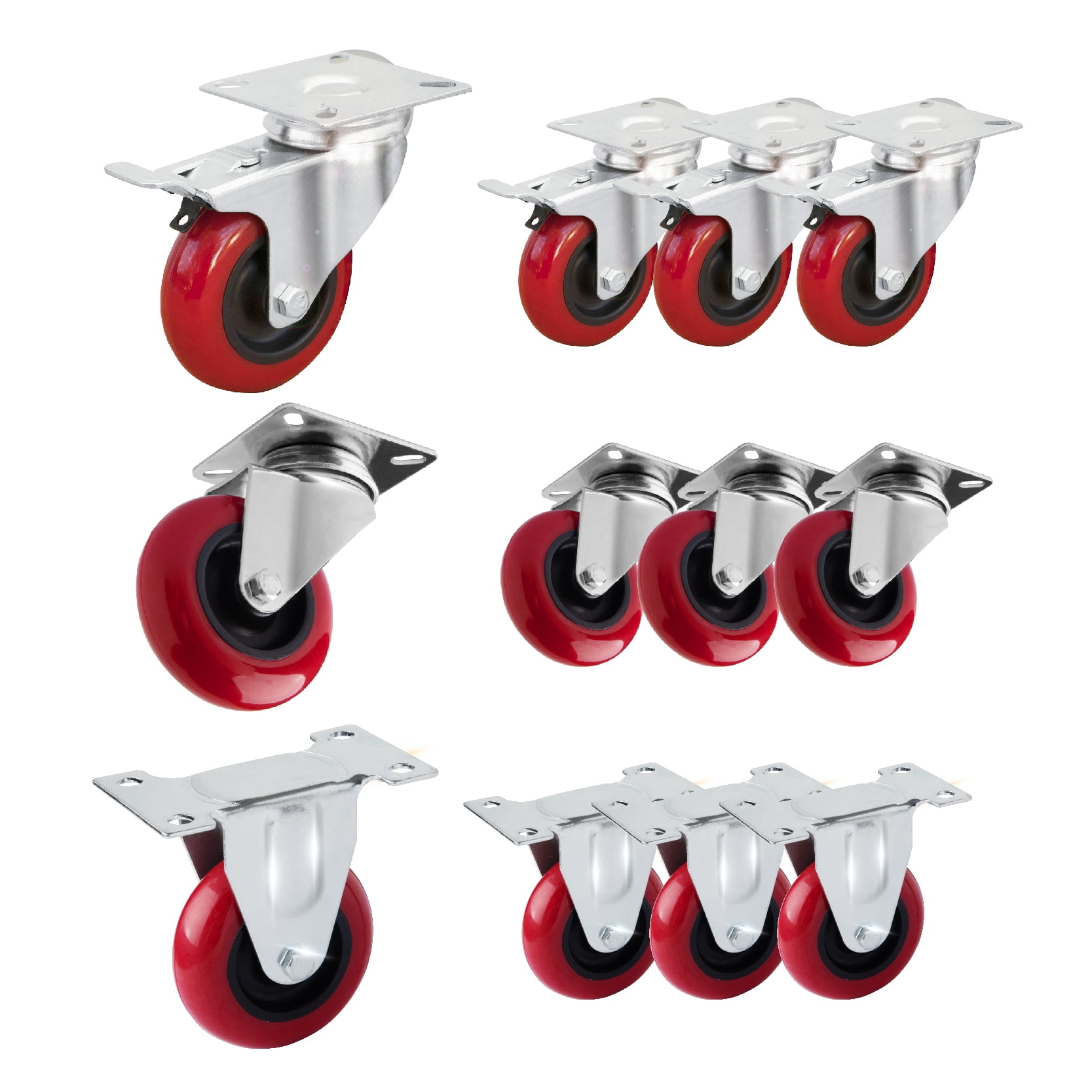 POWERTEC 3" Plate Casters Set 12 PC | Including 4 Dual Locking Swivel ...