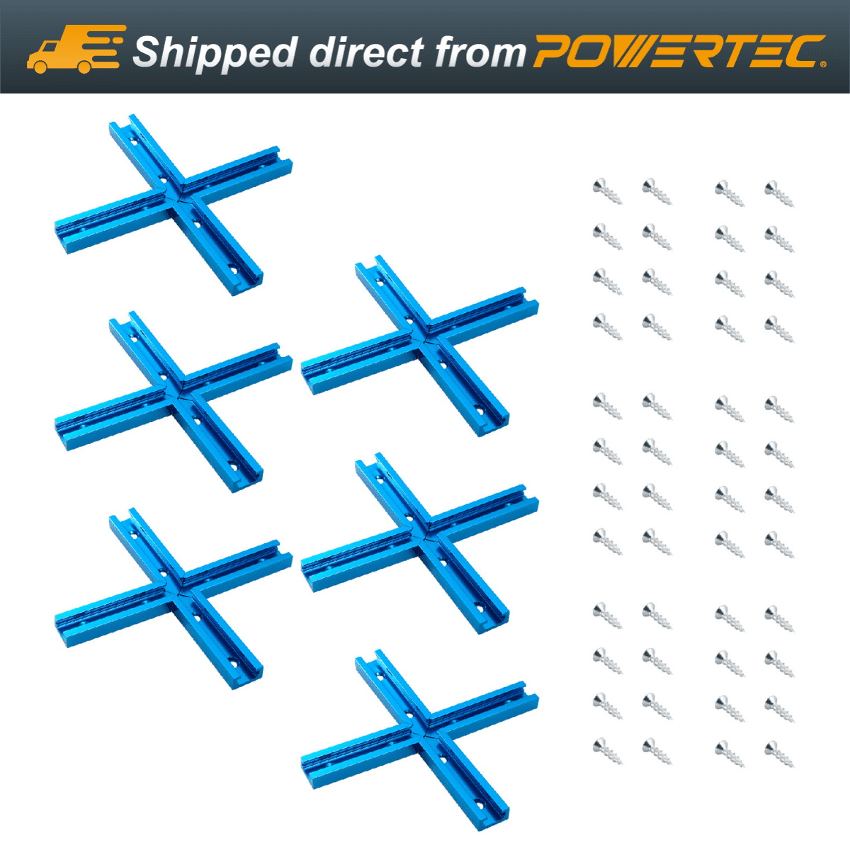 POWERTEC 3 inch T-Track Intersection Kit 6 Sets, for Universal T-Track ...
