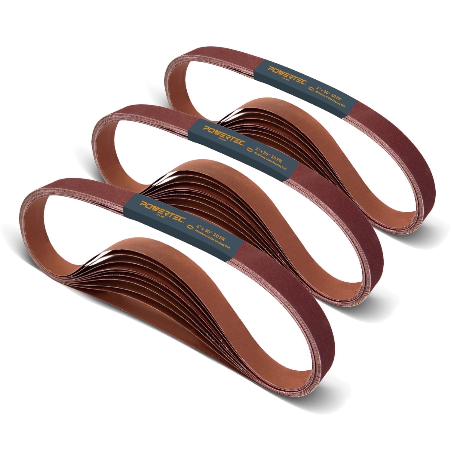 POWERTEC 30PK 1 x 30 Inch Sanding Belts, 10 Each of 120/240/400 Grits ...