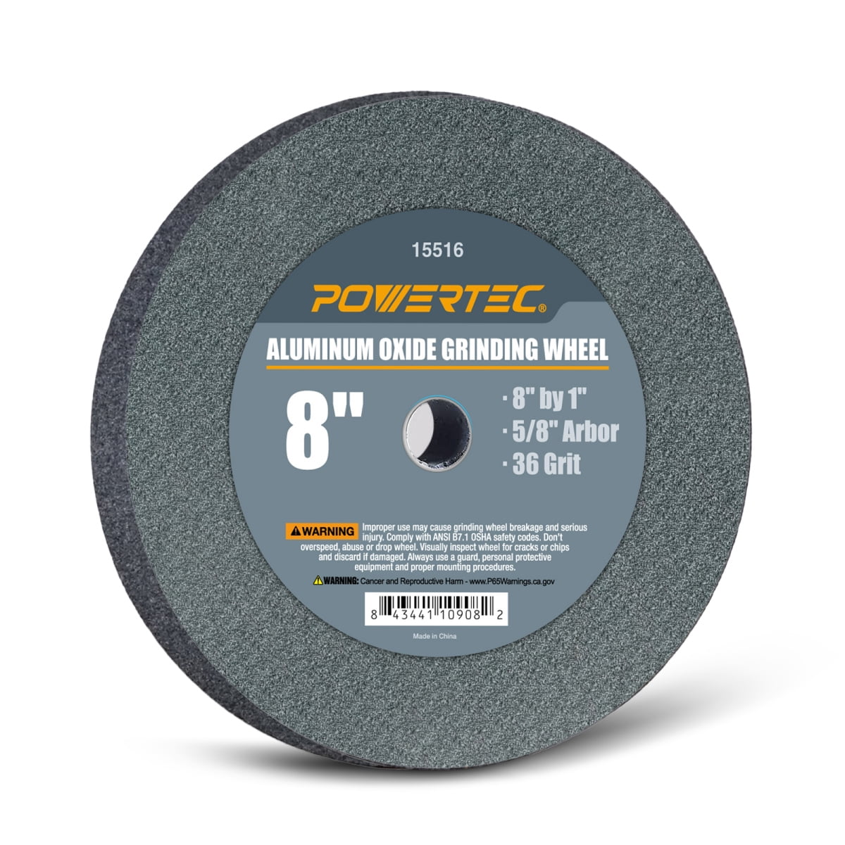 POWERTEC 36 Grit Bench Grinding Wheel, 8" x 1", 5/8" Arbor, Aluminum Oxide, 15516 - Walmart.com
