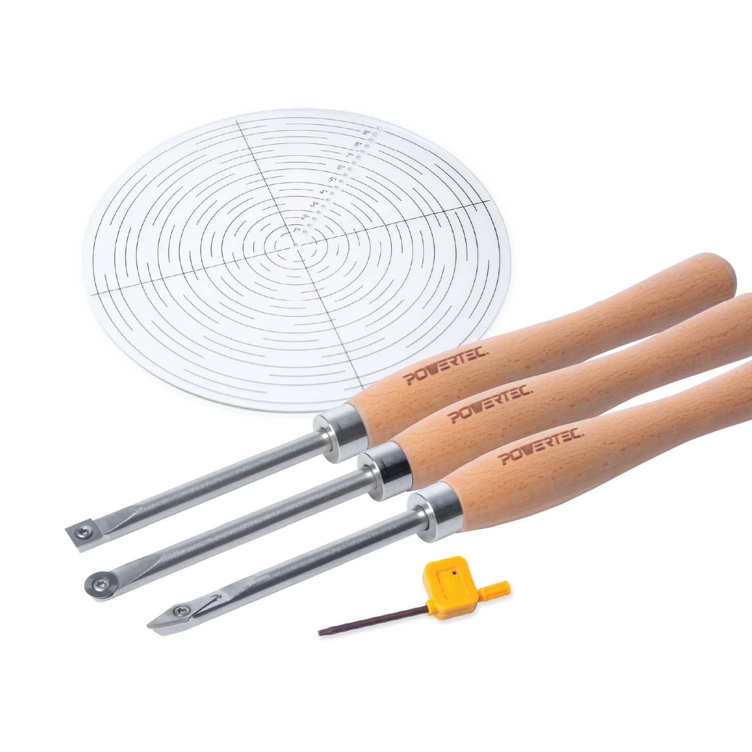 POWERTEC 3PCS Carbide Lathe Tools for Woodturning with 10" Center ...
