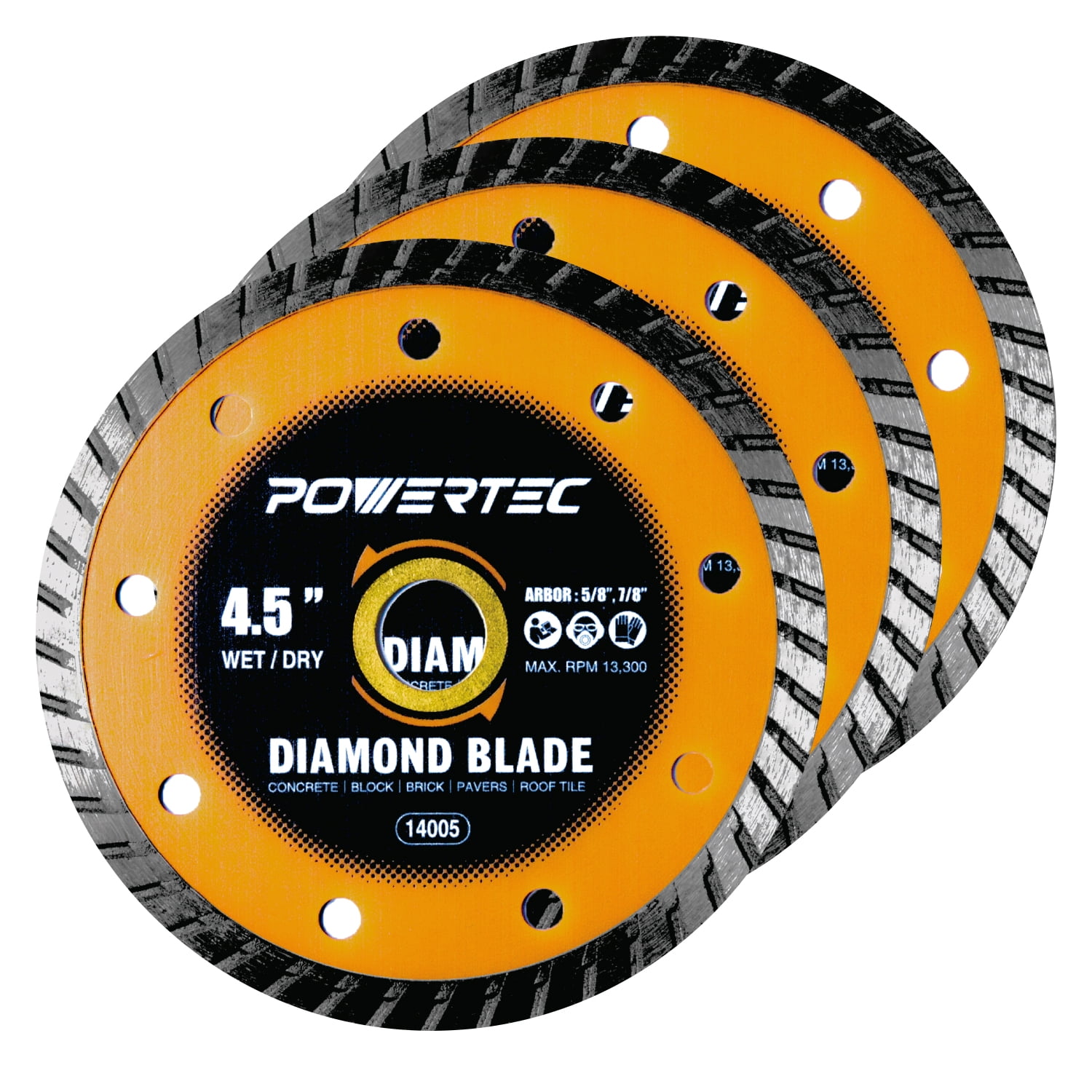 POWERTEC 3PK 4-1/2" Turbo Diamond Saw Blade for Angle Grinder, for ...