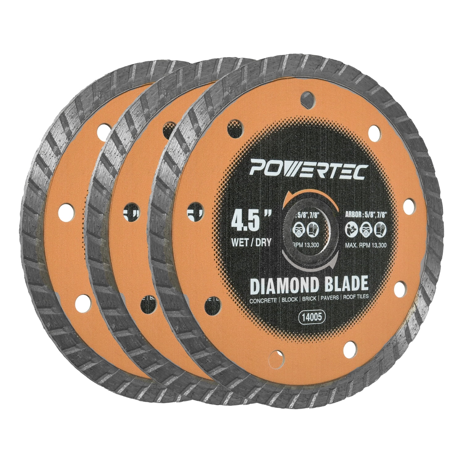POWERTEC 3PK 4-1/2" Turbo Diamond Saw Blade for Angle Grinder, for ...