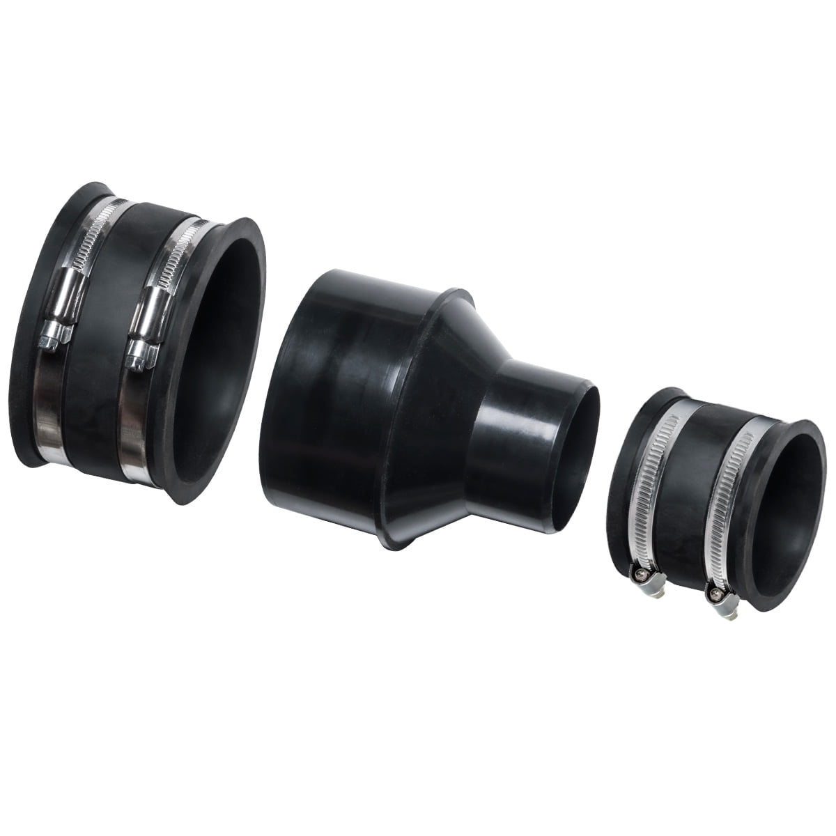 POWERTEC 4" Hose to 2-1/2" Hose Cone Reducer with 4" & 2-1/2" Dust ...