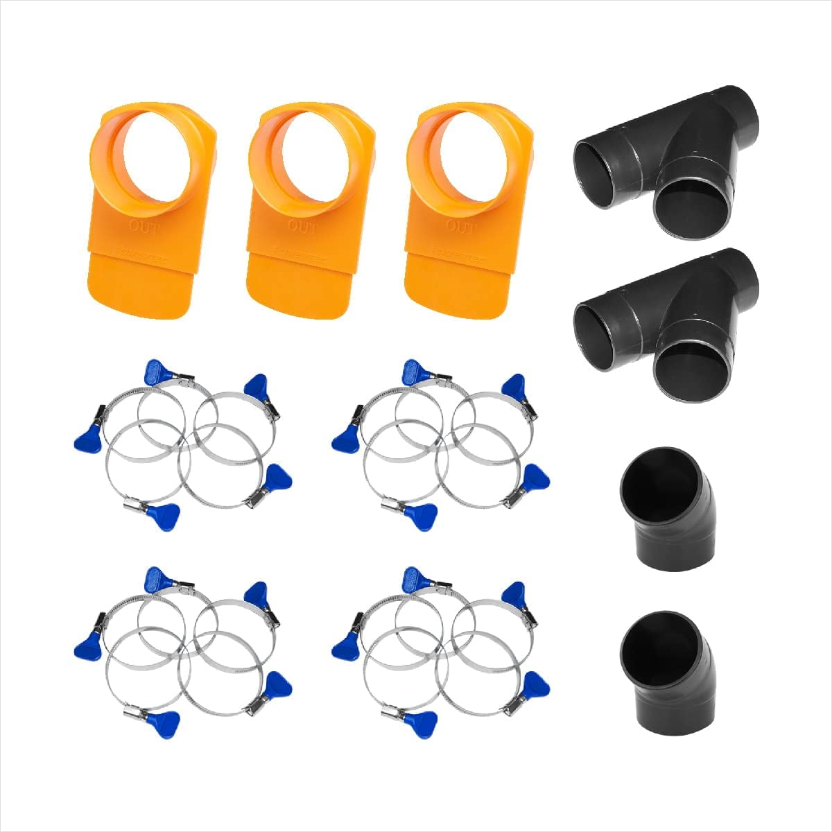 POWERTEC 4-Inch Dust Collection Fittings Kit w/Connectors, Blast Gates ...