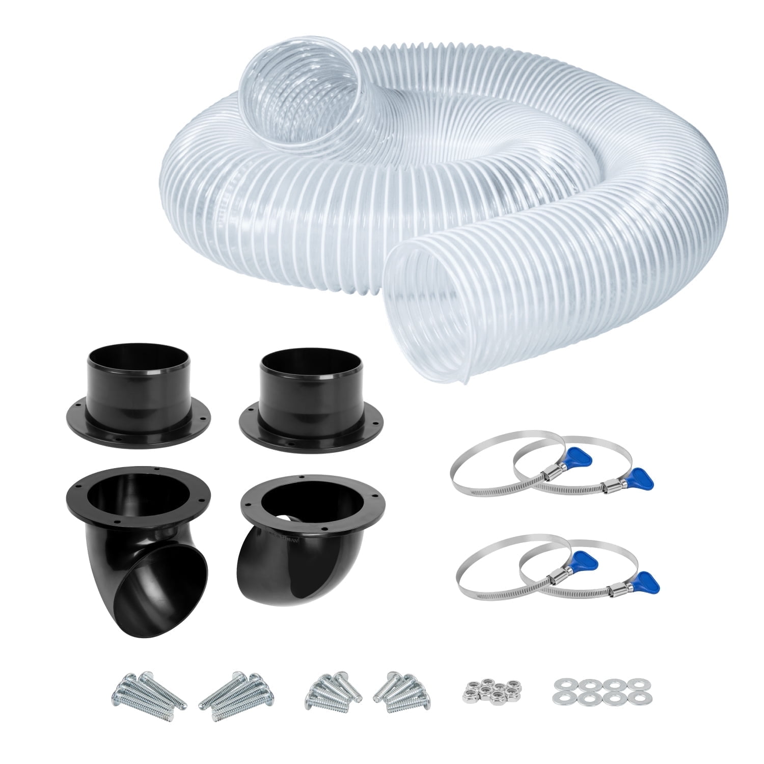 POWERTEC 4" x 10' Dust Collection Hose with 4PCS Key Hose Clamps and ...