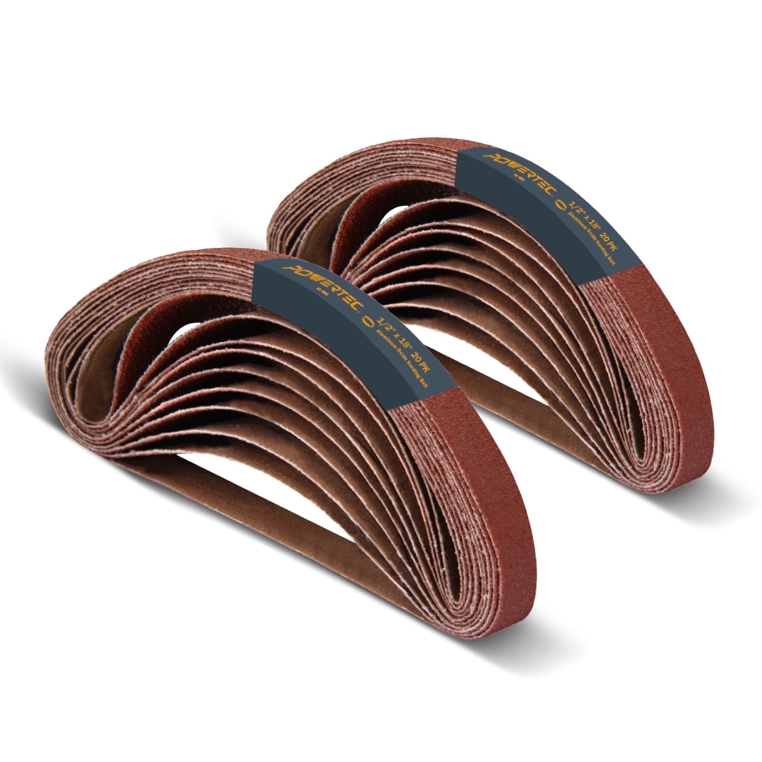 POWERTEC 40PK 1/2 x 18 Inch Sanding Belts, 60 Grit Aluminum Oxide Belt ...