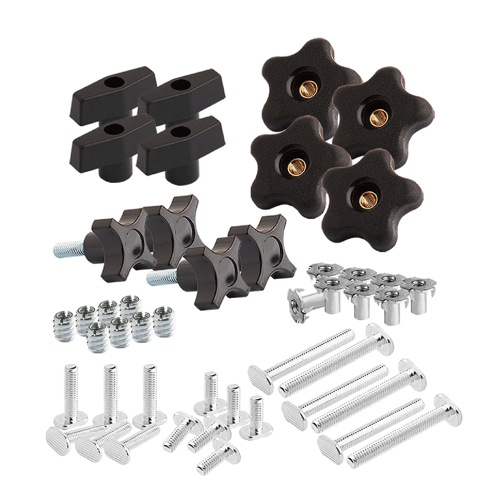 POWERTEC 46 Piece SetT Track Knob Kit, 5/16-18 Threaded Bolts and ...