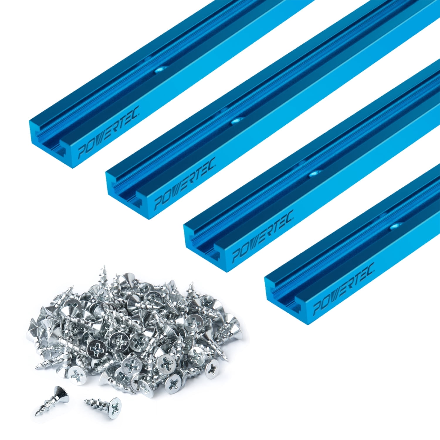 POWERTEC 4PK 24" Double-Cut Profile Universal T-Track with Predrilled ...