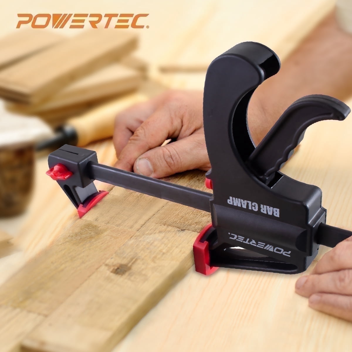 POWERTEC 4PK 6in Quick Release Bar Clamps with 12in Spreader for ...