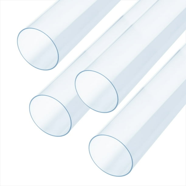 POWERTEC 4PK Clear PVC Pipe 2-1/2" x 36" Long, Rigid Plastic Tubing for ...