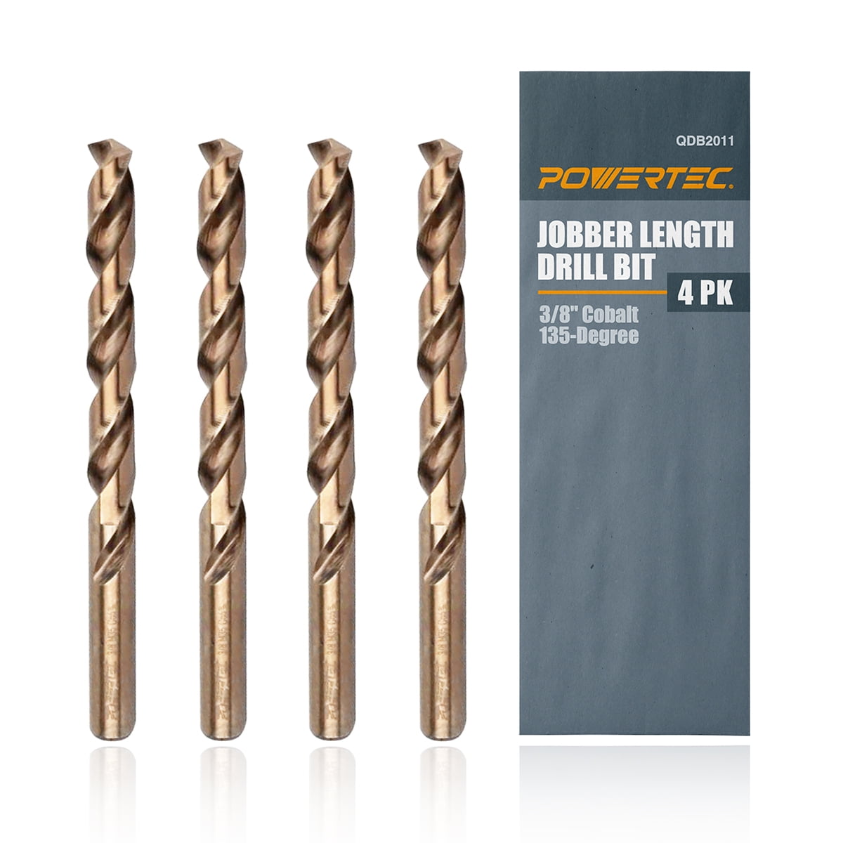POWERTEC 4PK Cobalt Drill Bit 3/8-inch | 135 Degree Drill Bit Set (QDB2011) - Walmart.com