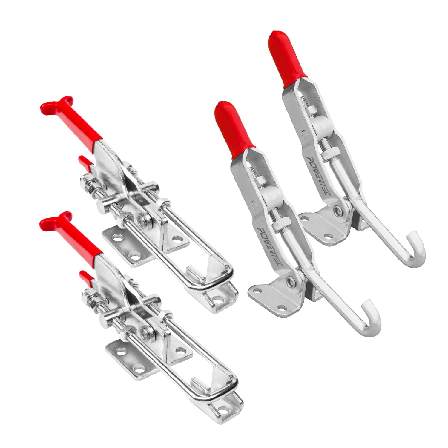 POWERTEC 4PK Toggle Clamp Set, 375 & 700 Holding Capacity, J Hook and ...