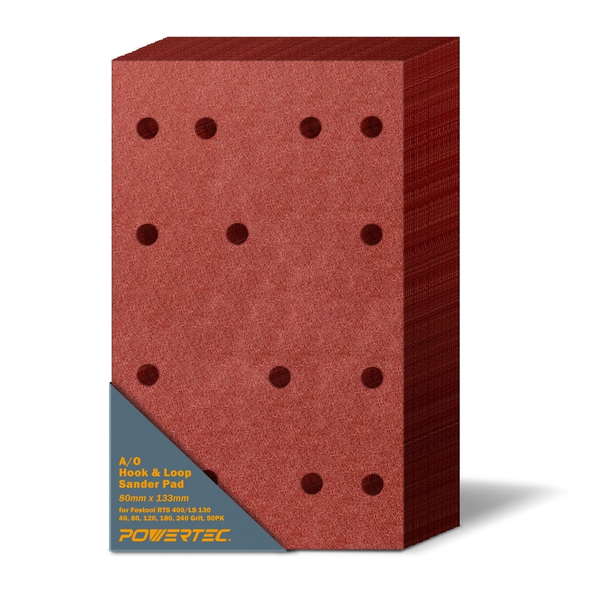 POWERTEC 50PK A/O Hook and Loop Sander Pad Assortment for Festool RTS ...