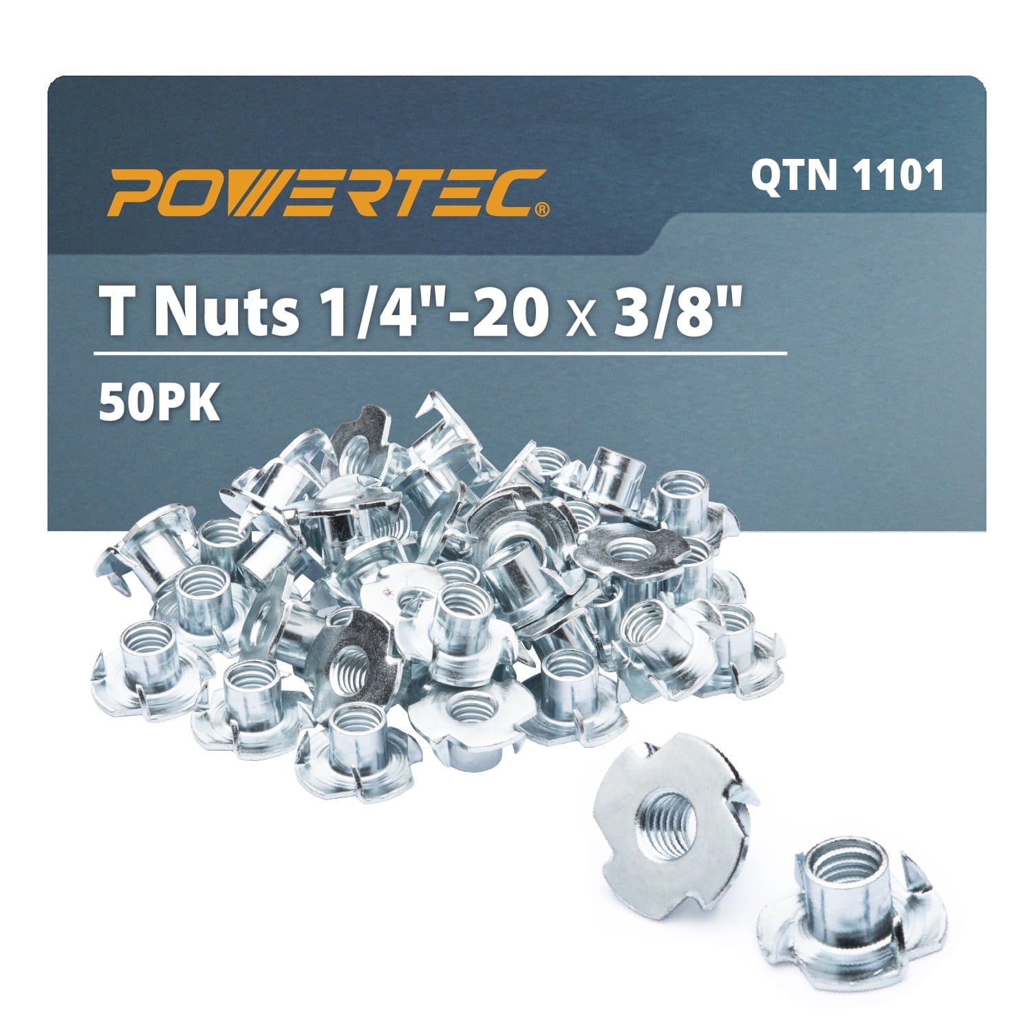 POWERTEC 50PK 1/4-20 T Nuts | 4 Pronged Tee Nuts for Bolts and Stem ...