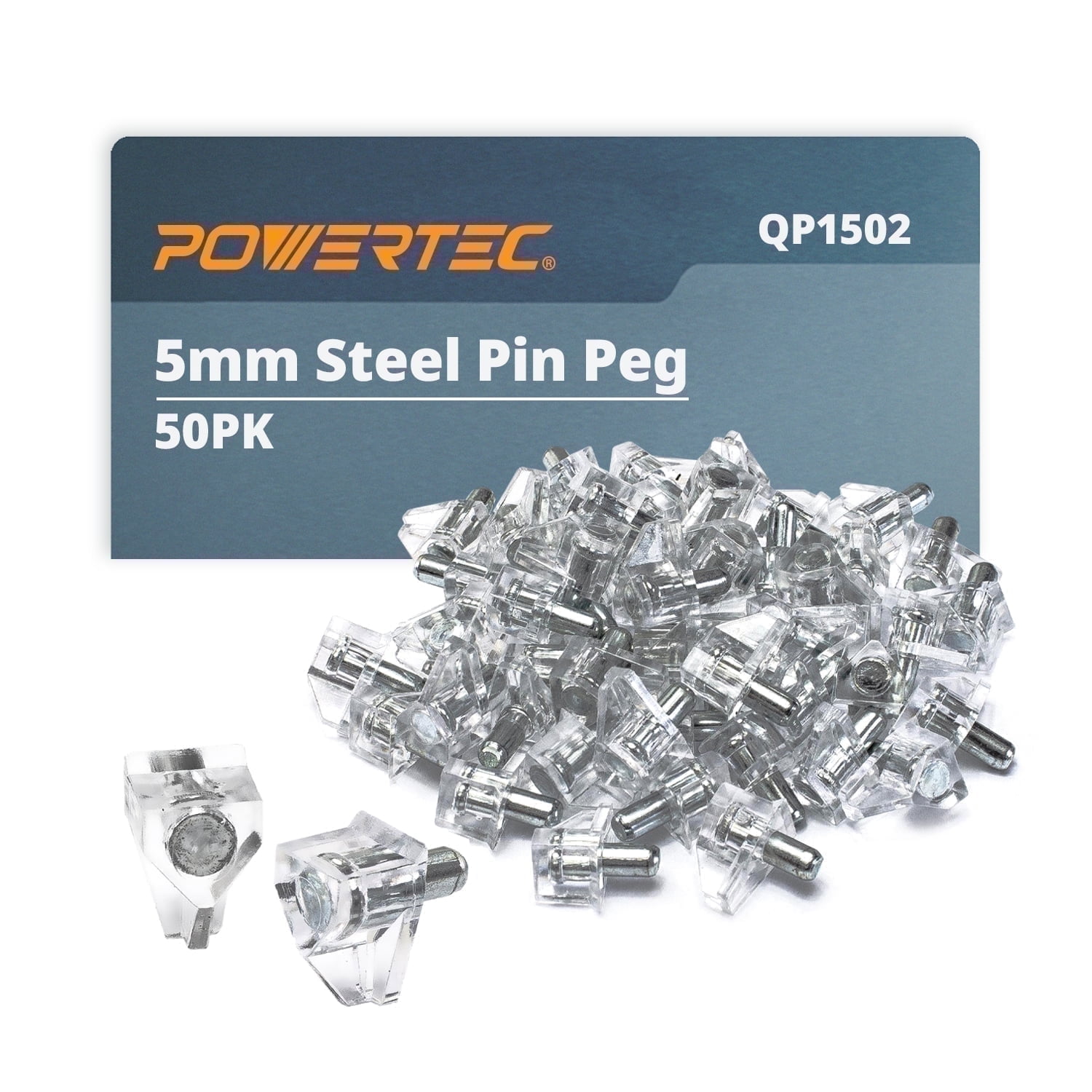 POWERTEC 50PK 5mm Clear Shelf Pegs, Shelf Pins Support Pegs for Shelves ...