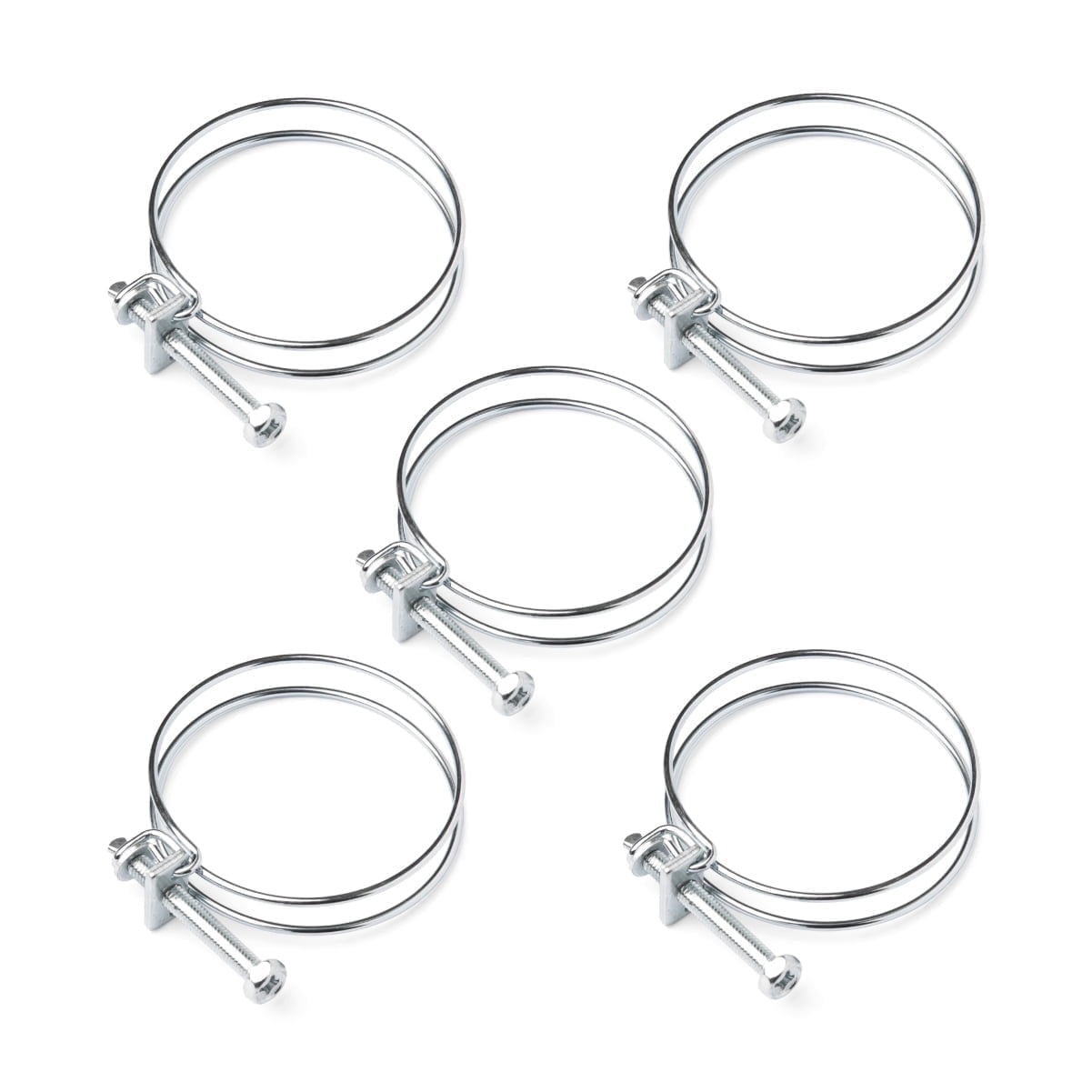 POWERTEC 5PK 2-1/2 Inch Double Wire Hose Clamp with bolt, Adjustable ...
