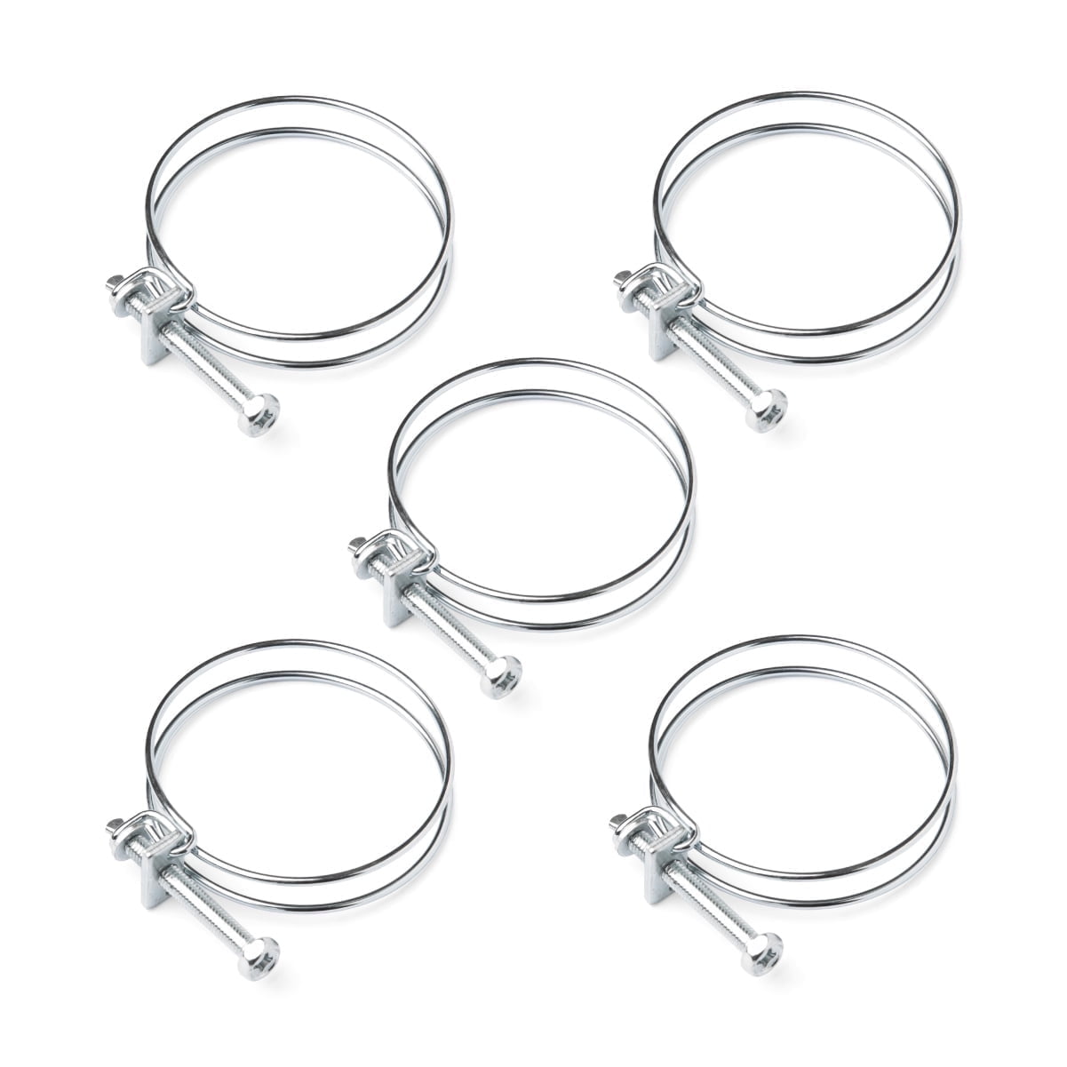 POWERTEC 5PK 2 Inch Double Wire Hose Clamp with bolt, Adjustable Hose ...
