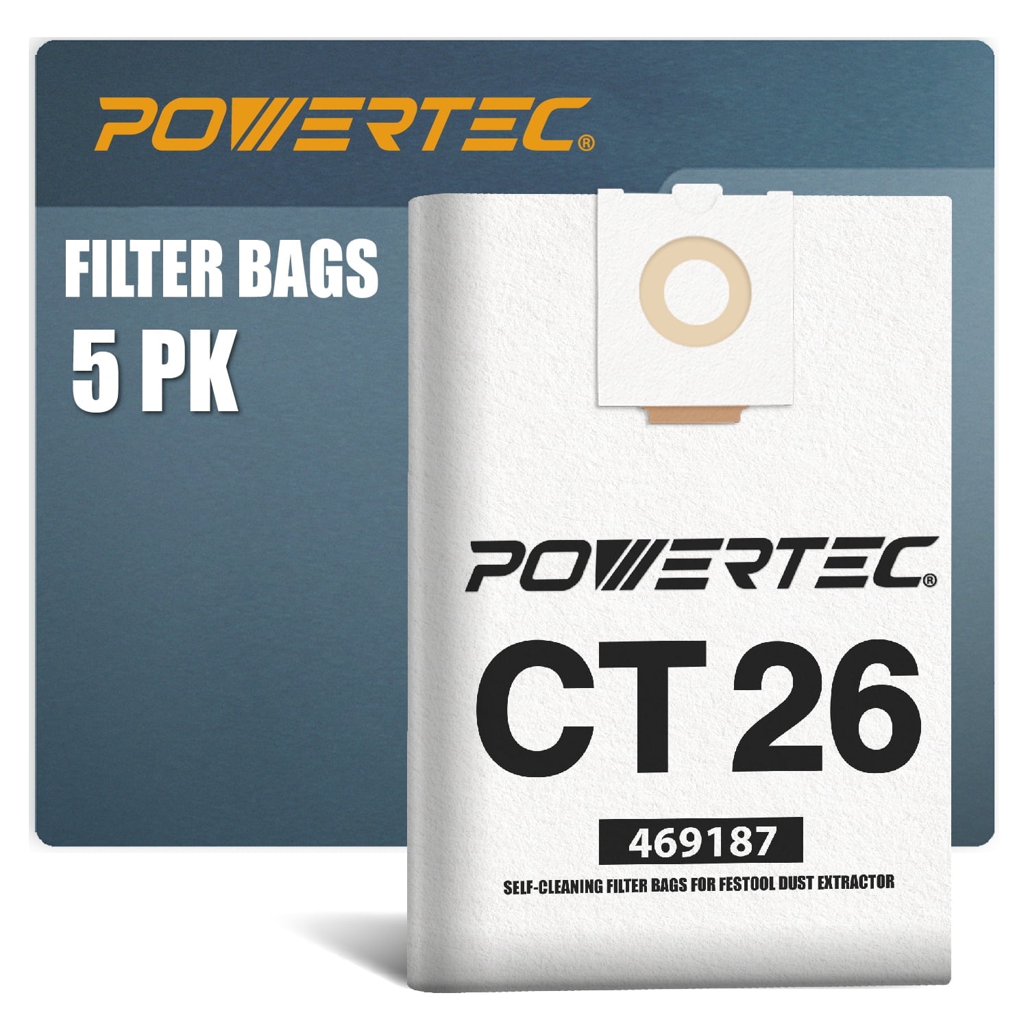 POWERTEC 5PK Shop Vacuum Bags for Festool CT 26 Dust Extractor ...